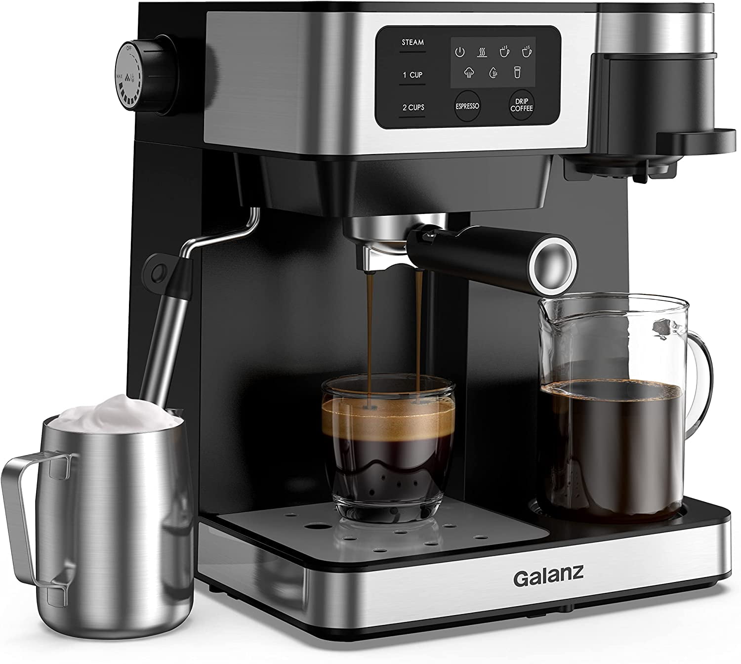 Galanz Espresso & Coffee Maker with Frother, Latte & Cappuccino Machine ...