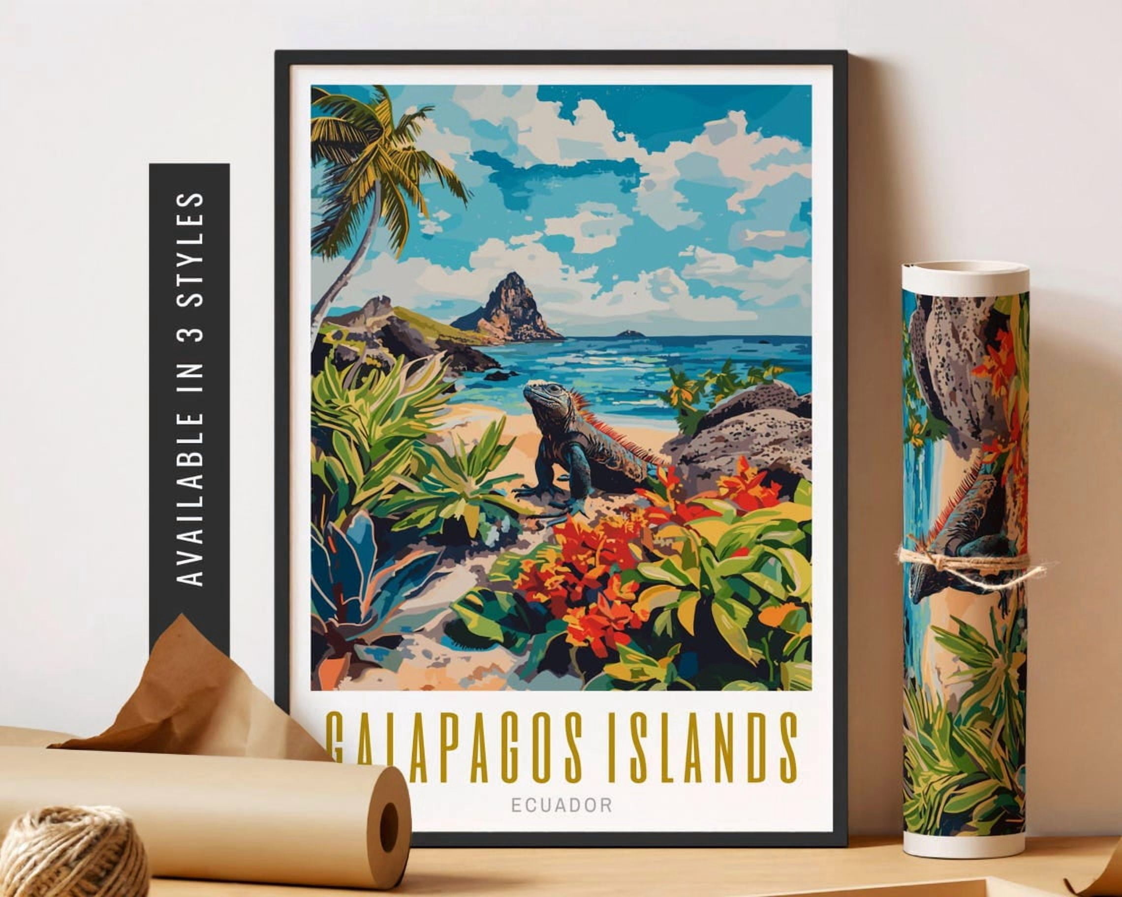 Galapagos Islands Art Poster Colorful City Wall Art Galapagos Ecuador ...
