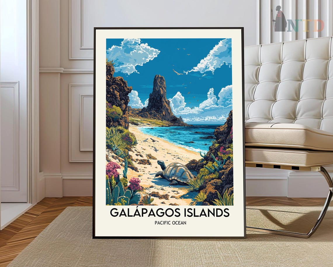 Galapagos Islands Travel Print, Galapagos, Ecuador, Travel Poster ...