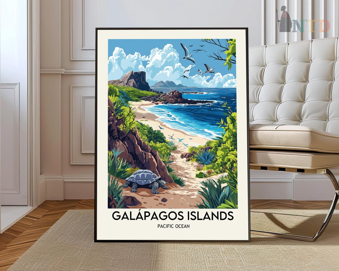 Galapagos Islands Travel Print, Galapagos, Ecuador, Travel Poster ...
