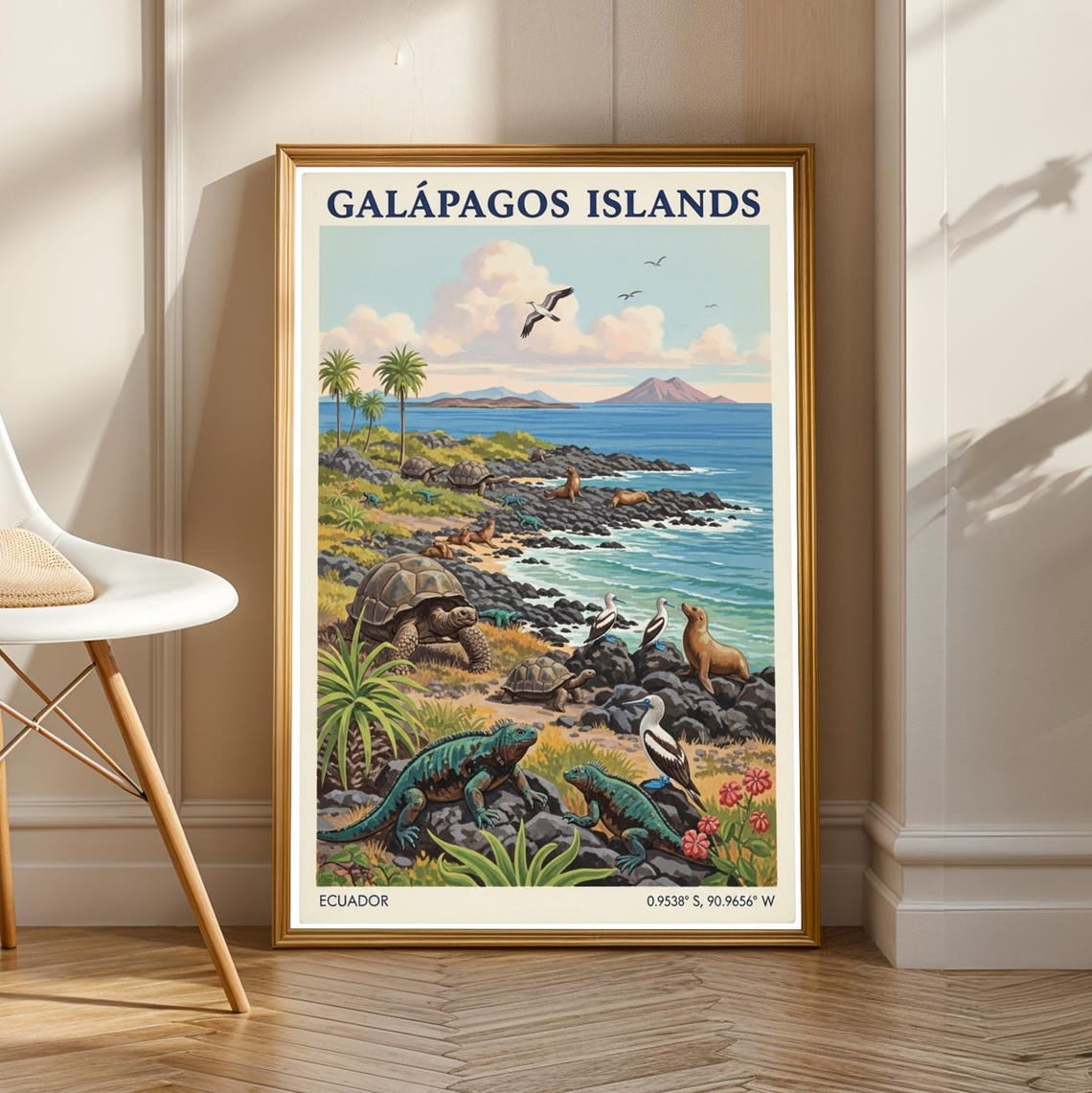 Galapagos Islands Wildlife Art Print: Vintage Travel Poster, Unframed ...