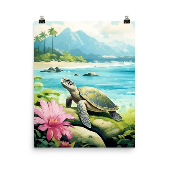 Galapagos Sea Turtle Print, Coastal Ecuador Wall Art, Marine Life Decor ...