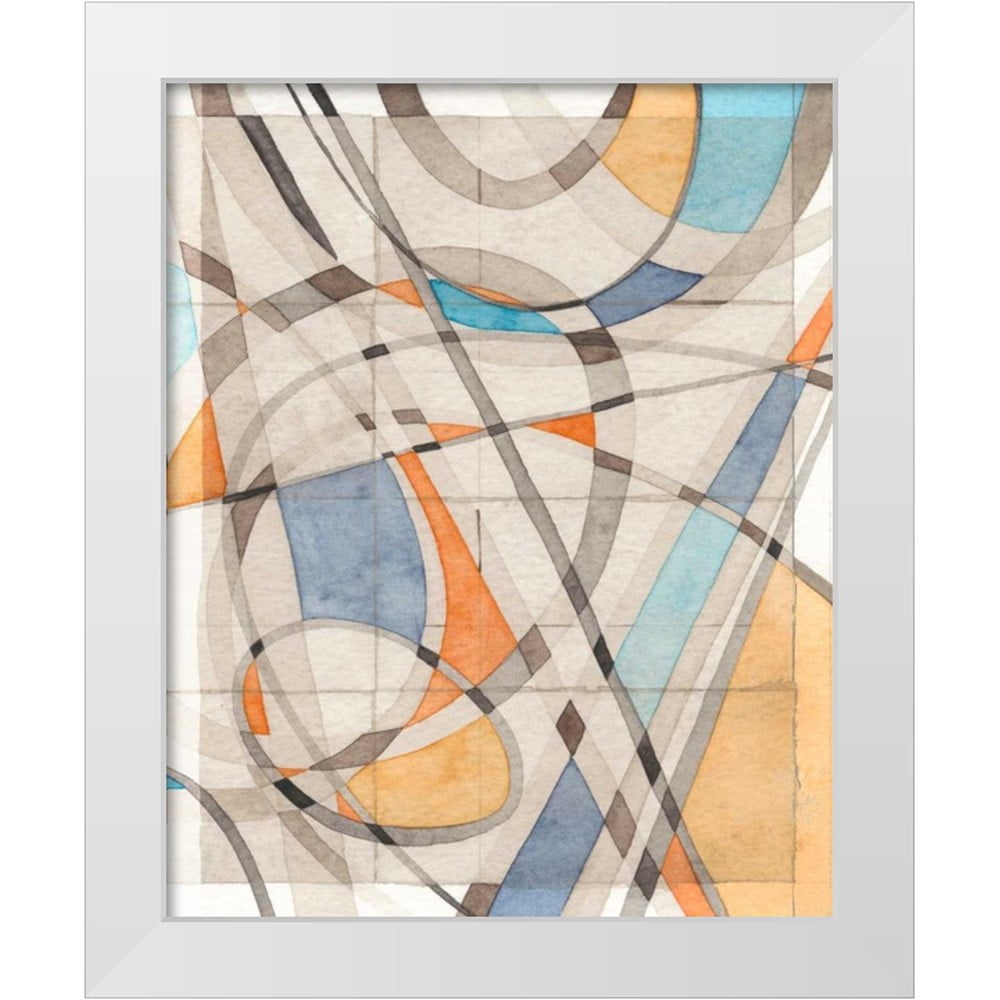 Galapon, Nikki 26x32 White Modern Wood Framed Museum Art Print Titled - Ovals and Lines II ...