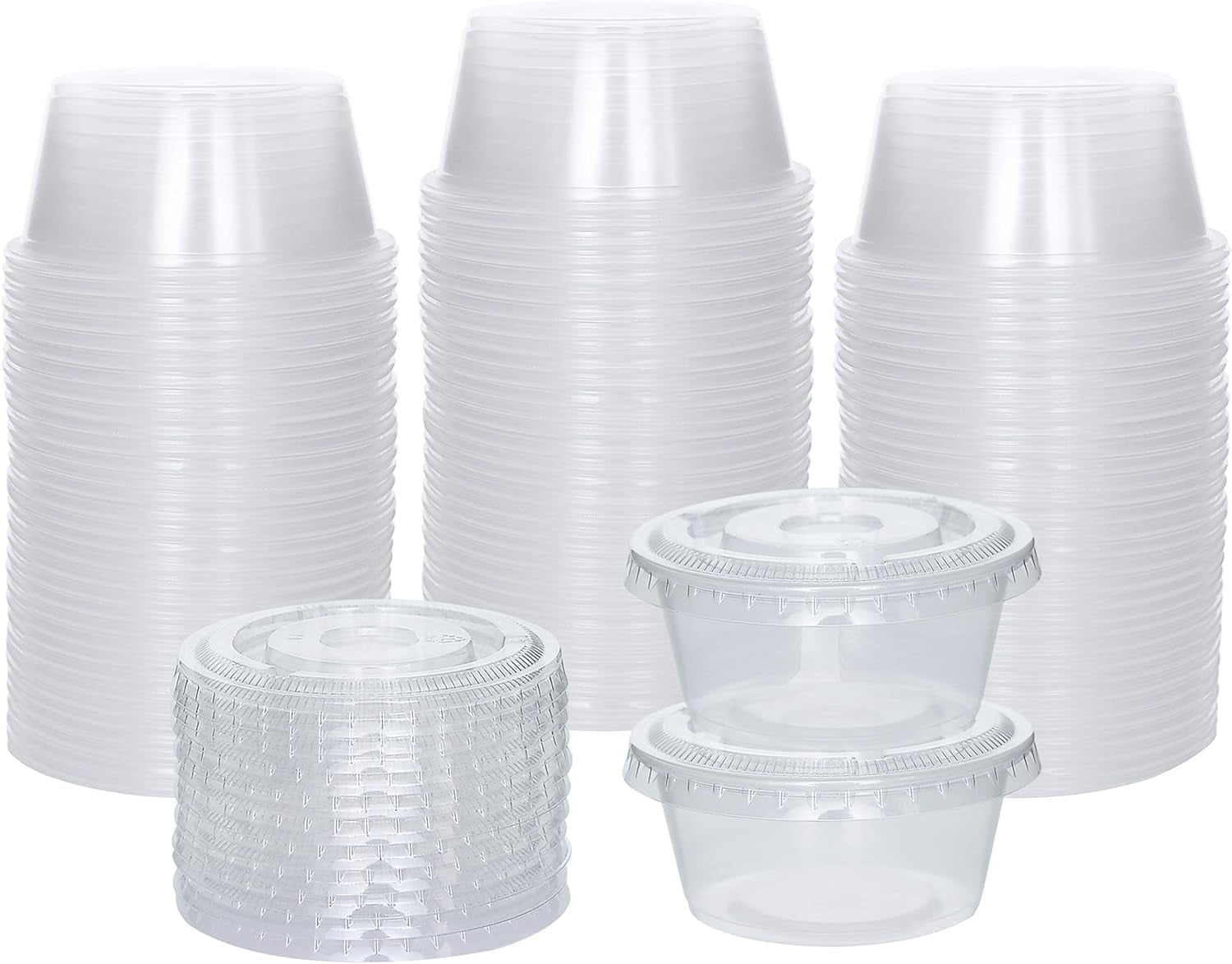 Clear Plastic Portion cups with Lid, 3.25 oz 100 Sets Disposable Jello ...