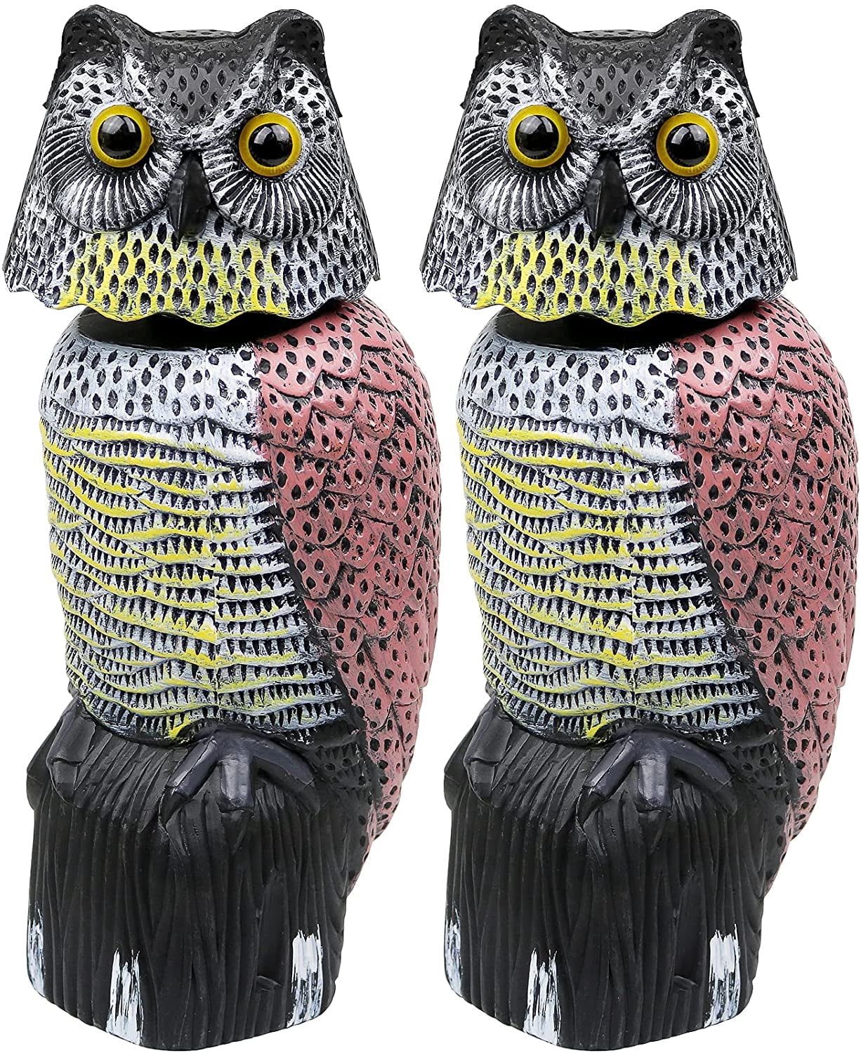 Galashield Owl Decoy - Rotating Head Bird Repellent Scarecrow, 2 Pack ...