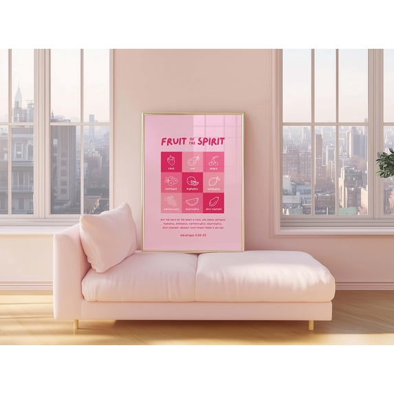 Galatians 5 22 23 Fruit of the Spirit Pink Wall Art, Unframed Paper ...