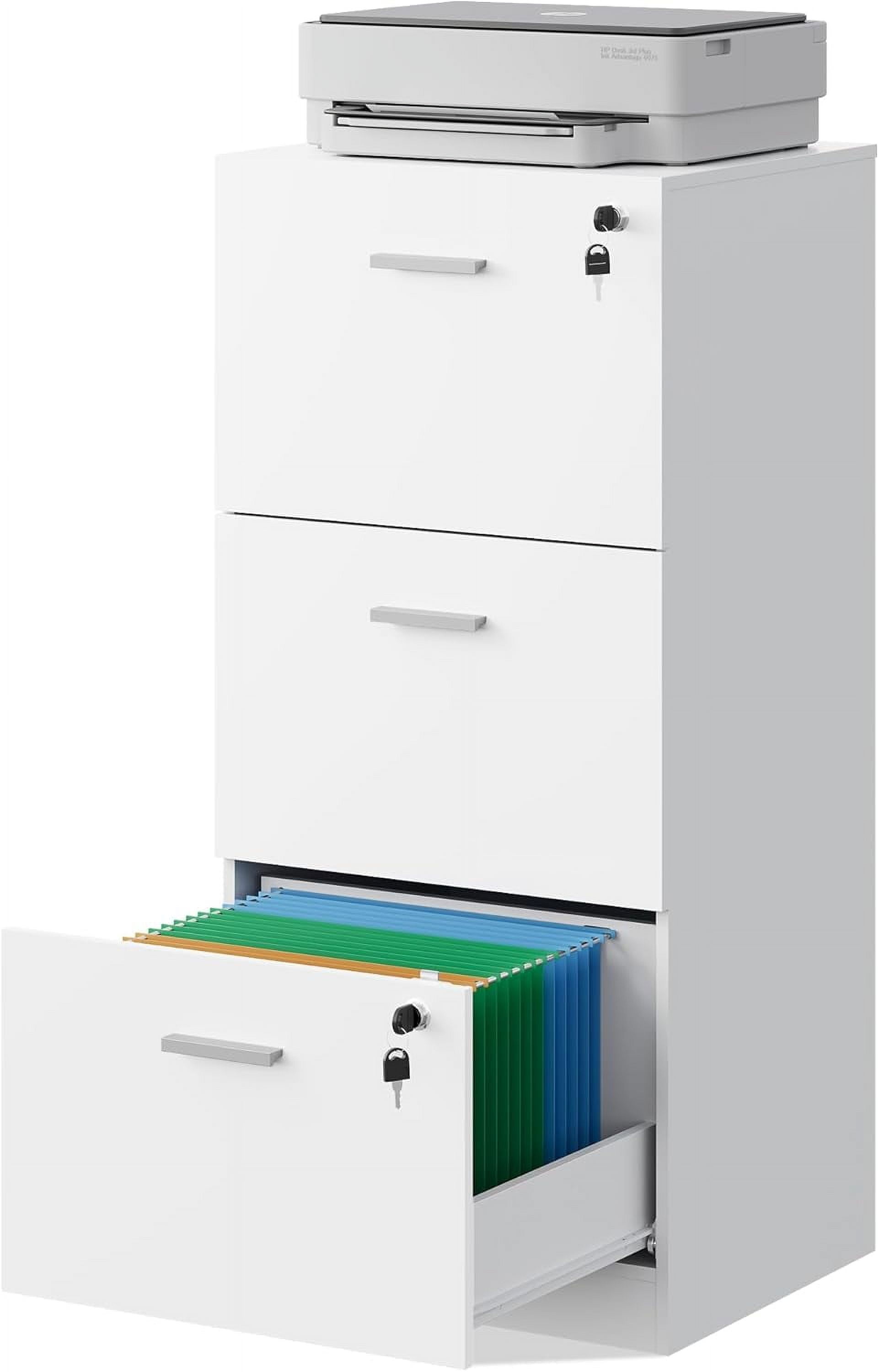 Galaxera 3 Drawer File Cabinet with Lock, Vertical Wood Filing Cabinet ...