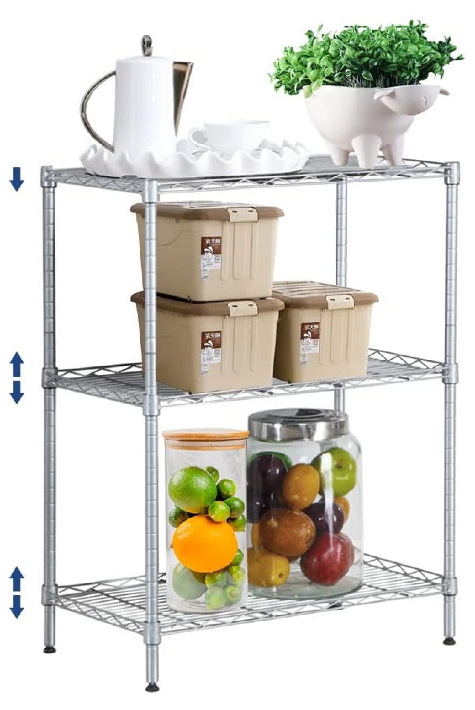 Galaxera 3 Tier Adjustable Wire Shelf, 3 Tier Metal Storage Shelves ...