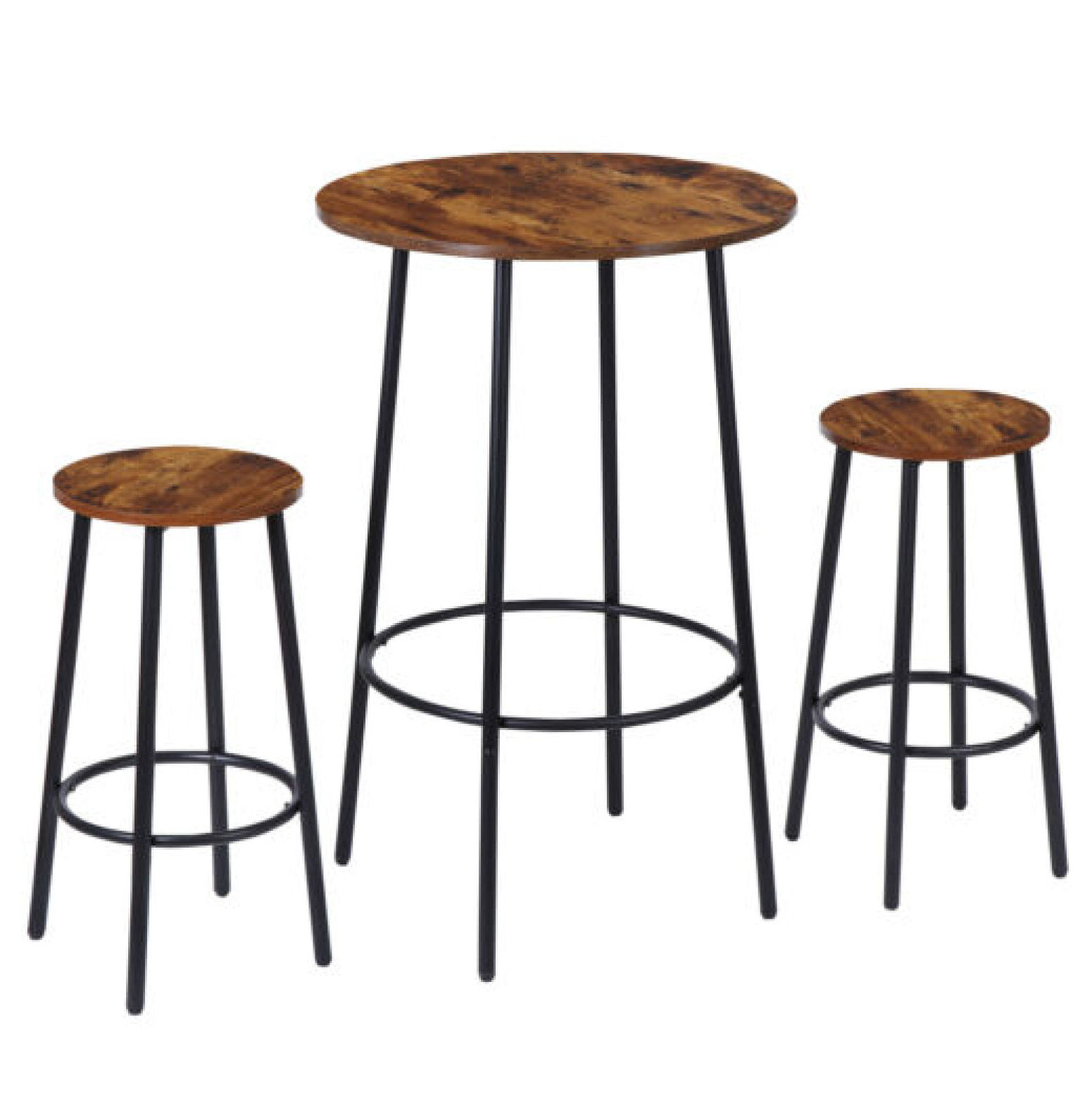 Galaxera 3pcs Dining Set Metal MDF Frame Compact Counter Table Set ...