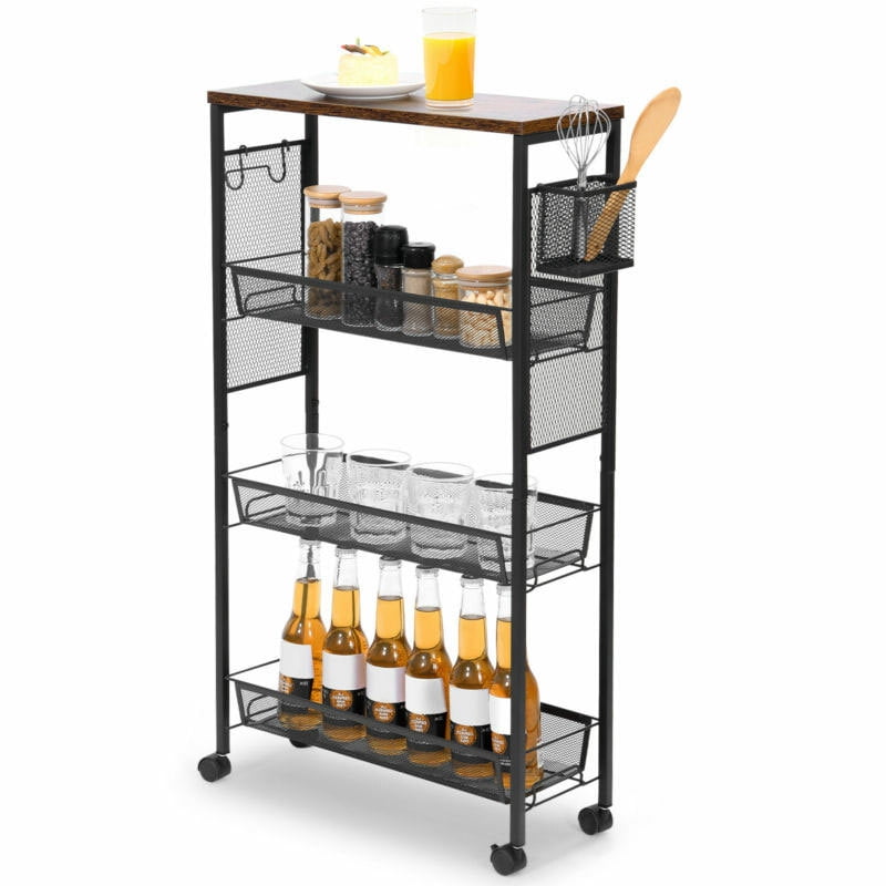 Galaxera 4-Tier Kitchen Microwave Cart Utility Workstation Storage ...