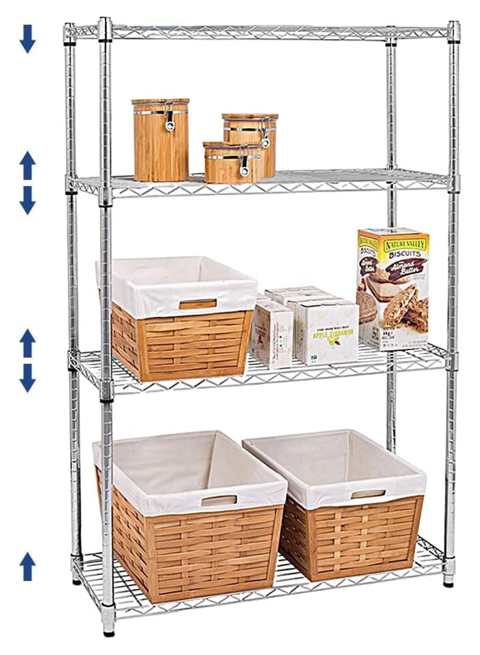 Galaxera 4 Tier Wire Shelving Unit, Height Adjustable Wire Shelves with ...