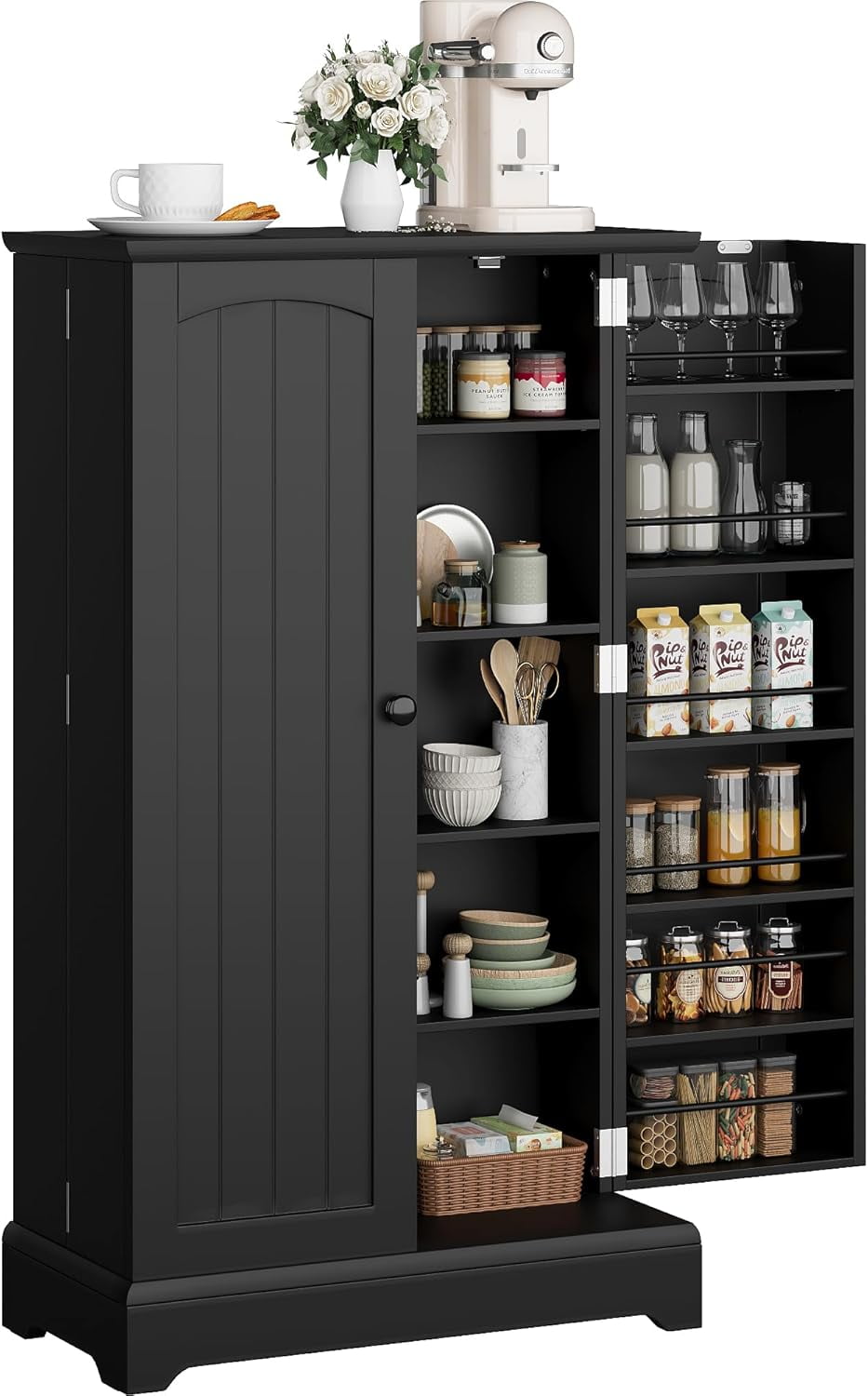 Galaxera 41" Kitchen Pantry Cabinet, Wood Pantry Storage Cabinet with ...