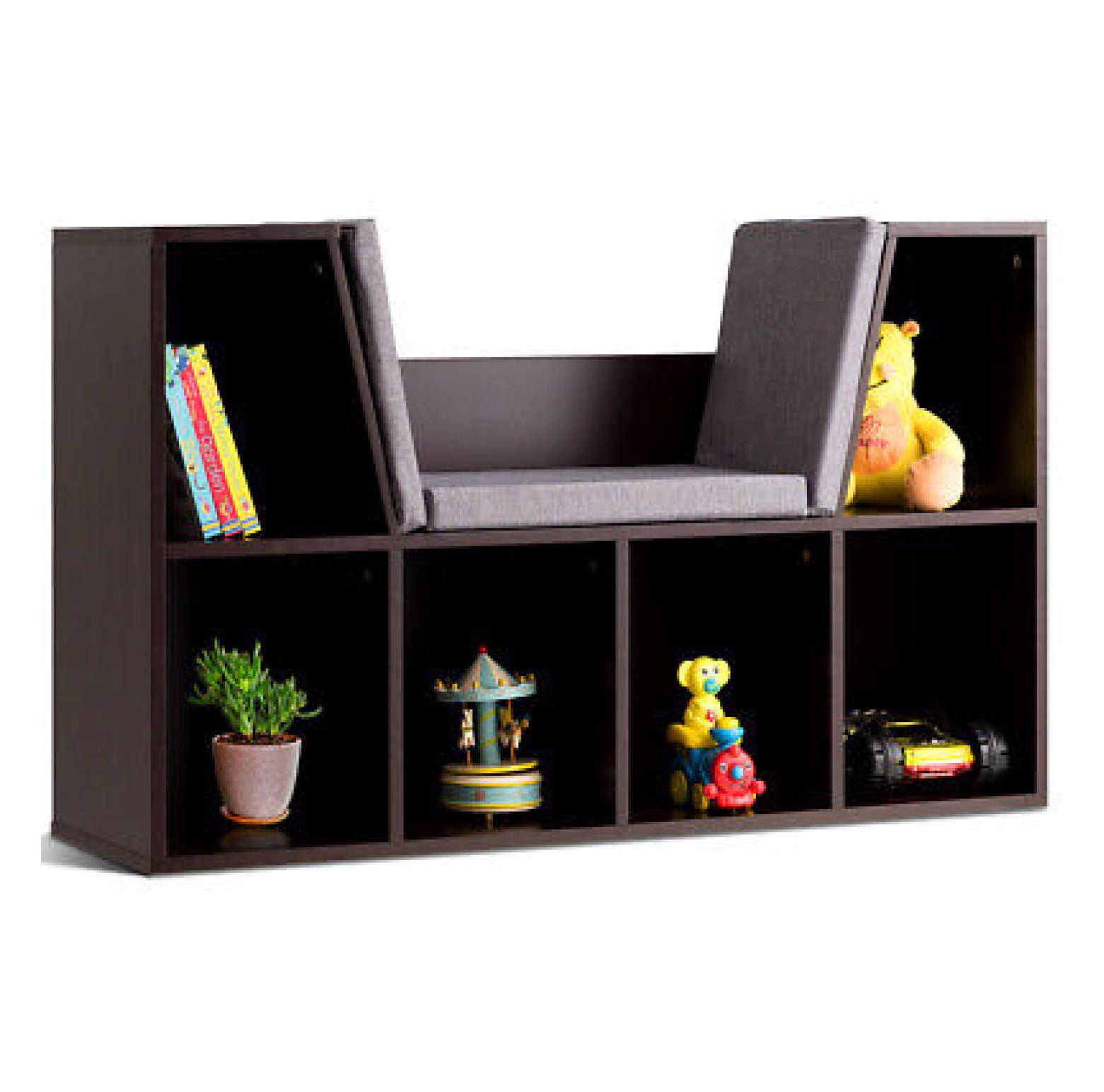 Galaxera 6 Cubby Kid Storage Cabinet Cushioned Bookcase Multi-Purpose ...