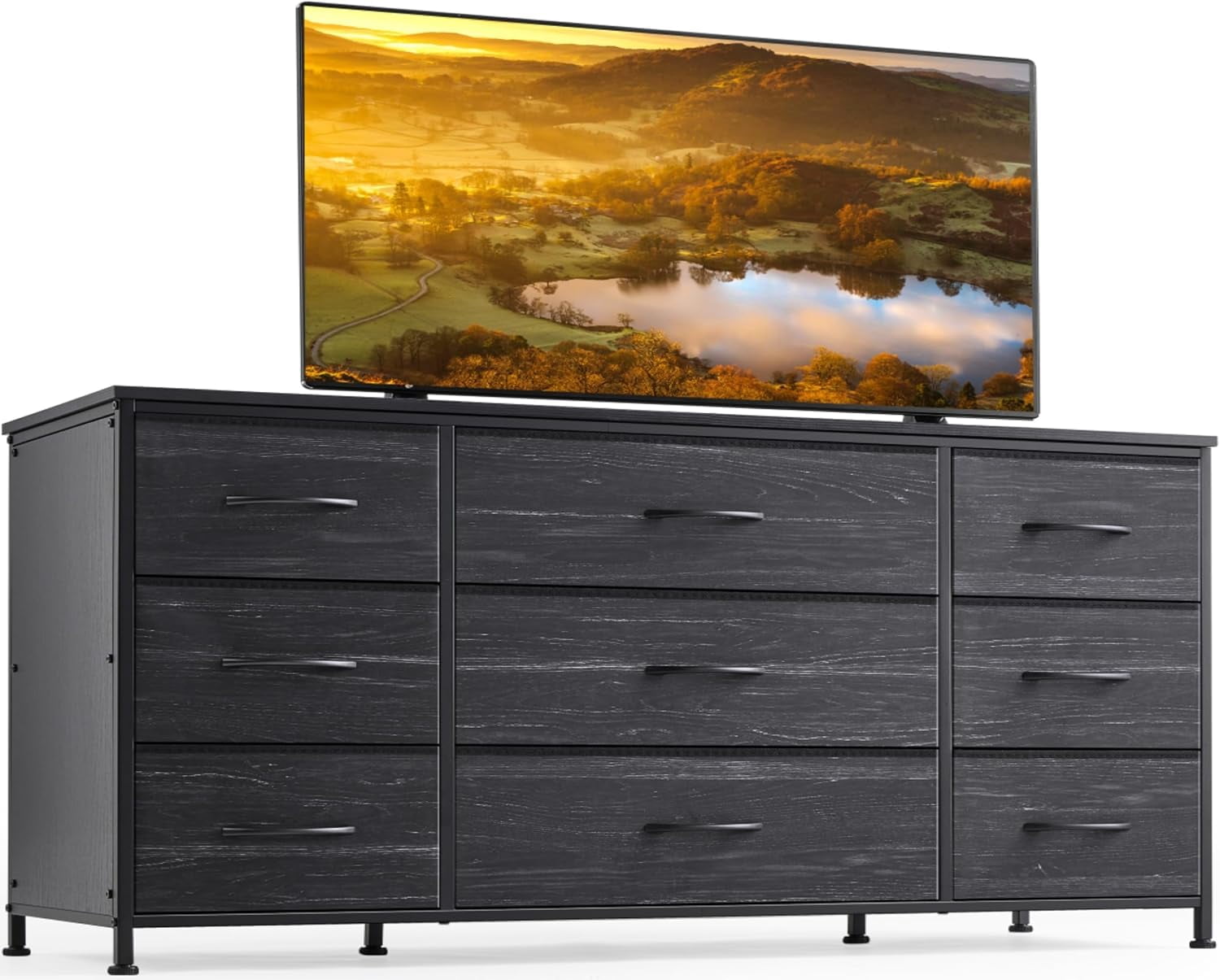 Galaxera Dresser for Bedroom with 9 Drawers, Wide Dresser TV Stand for ...