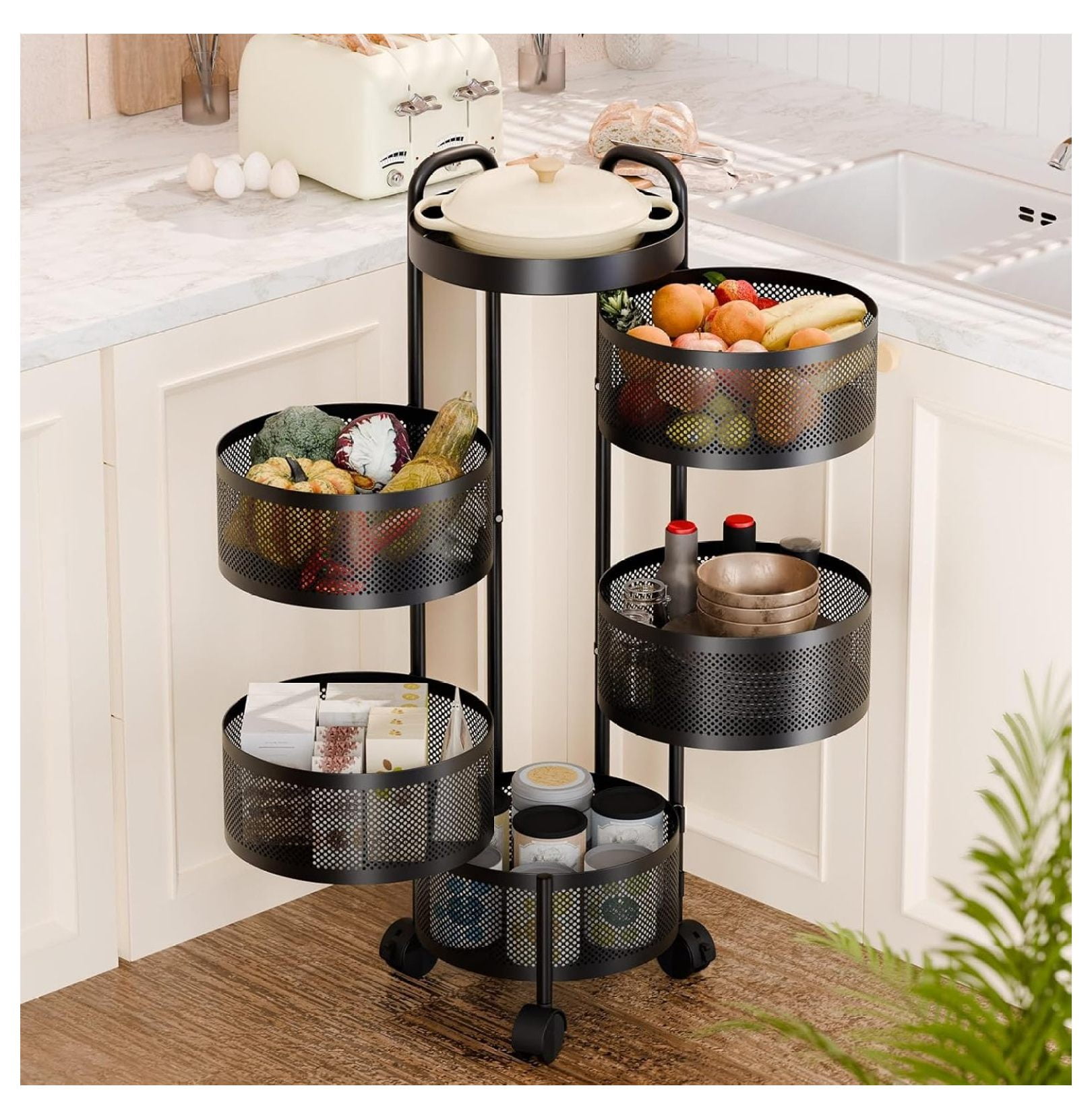 Galaxera for Kitchen, Rotating for Kitchen, 5 Tier Circular Rotating ...