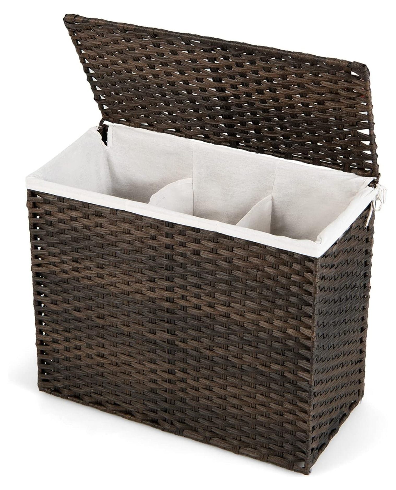 Galaxera Laundry Hamper with Lid and Handle, 35 Gal (130L) Wicker ...
