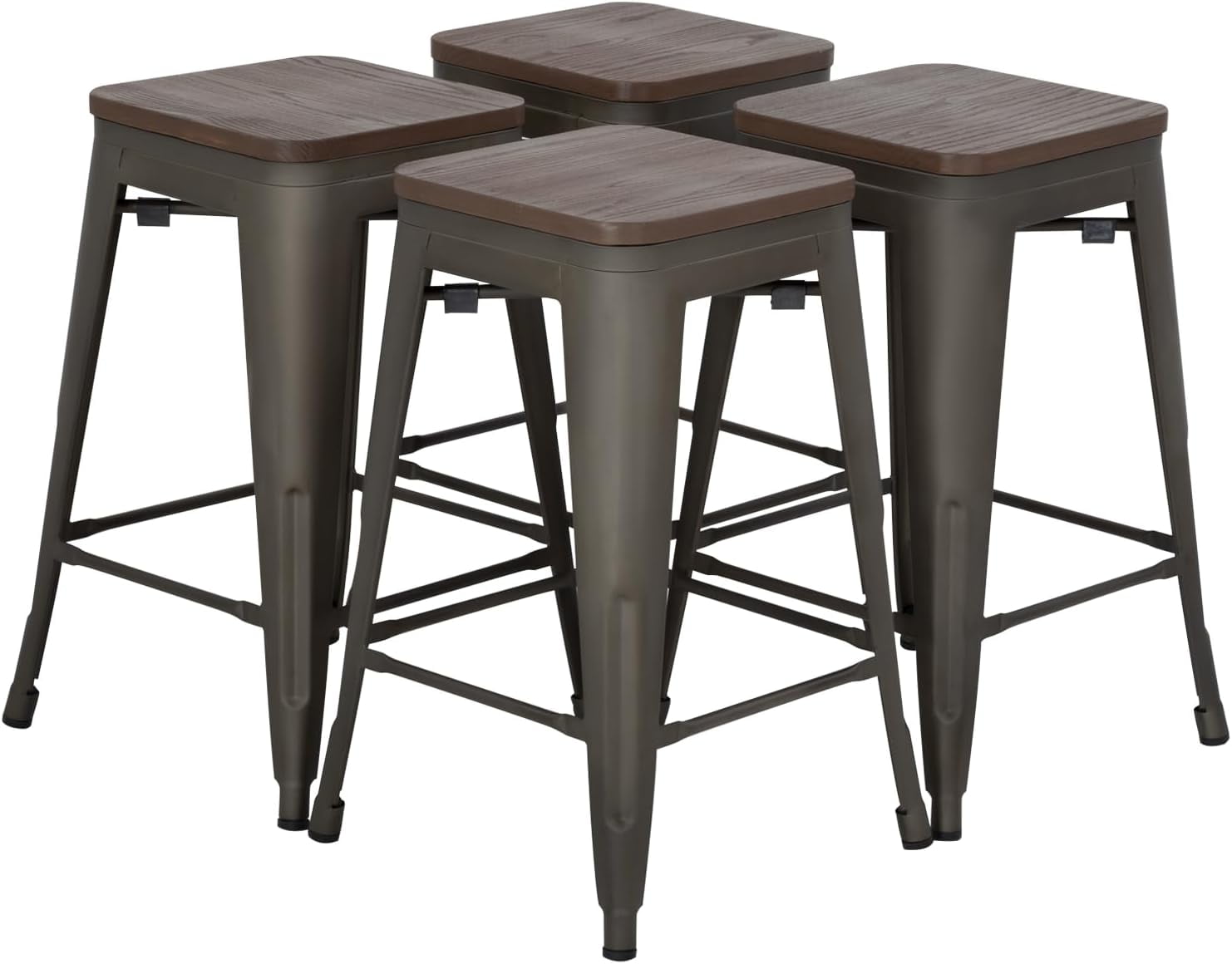 Galaxera Metal Bar Stools Set of 4 Counter Height Bar Stools 24 Inches ...
