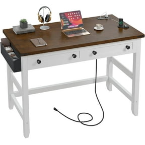 Bestier 43 inch Wood Computer Desk with 2 Large Drawers, Home Office ...