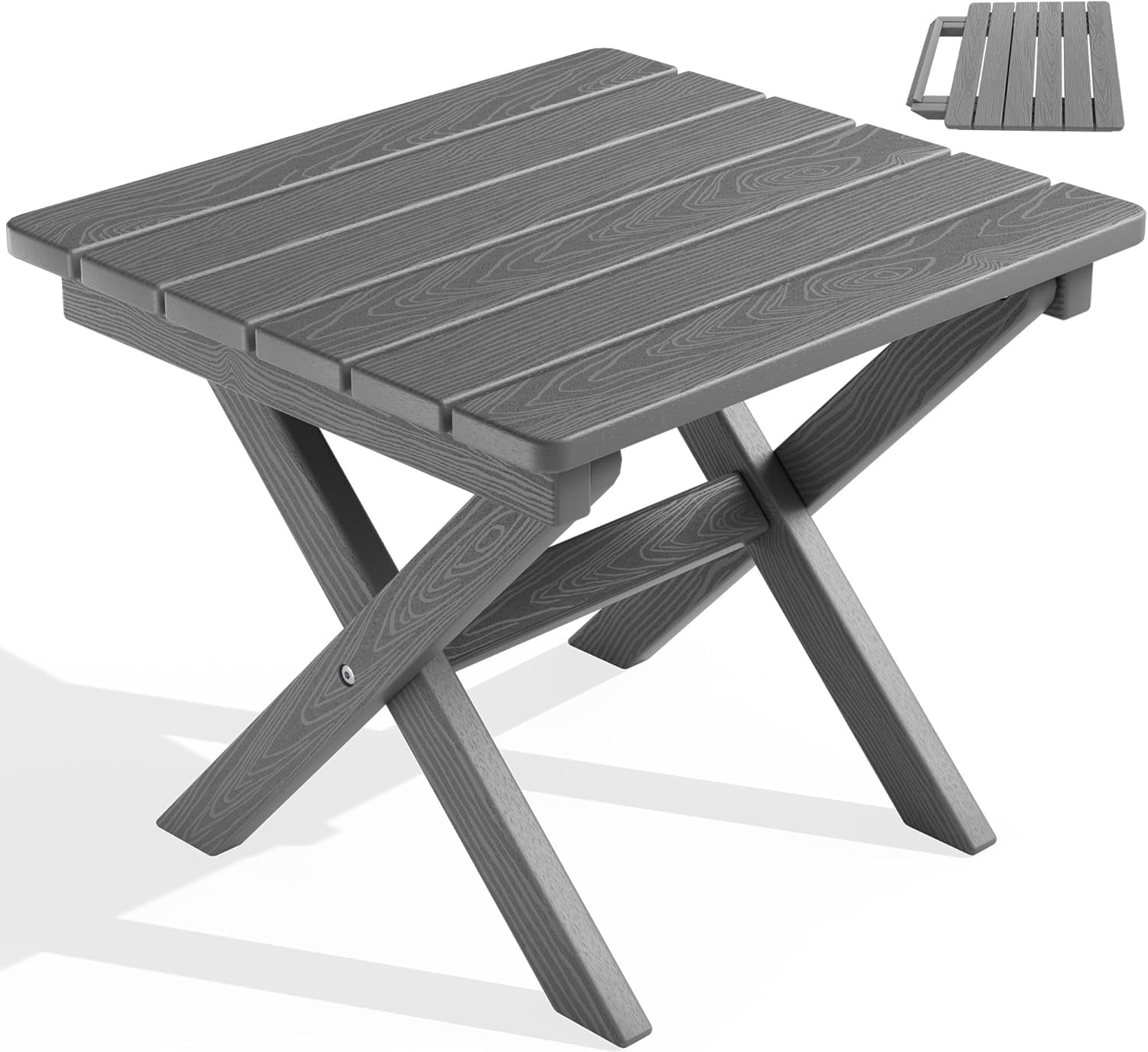 Galaxera Small Folding Side Table, HDPE Outdoor End Table for Patio ...