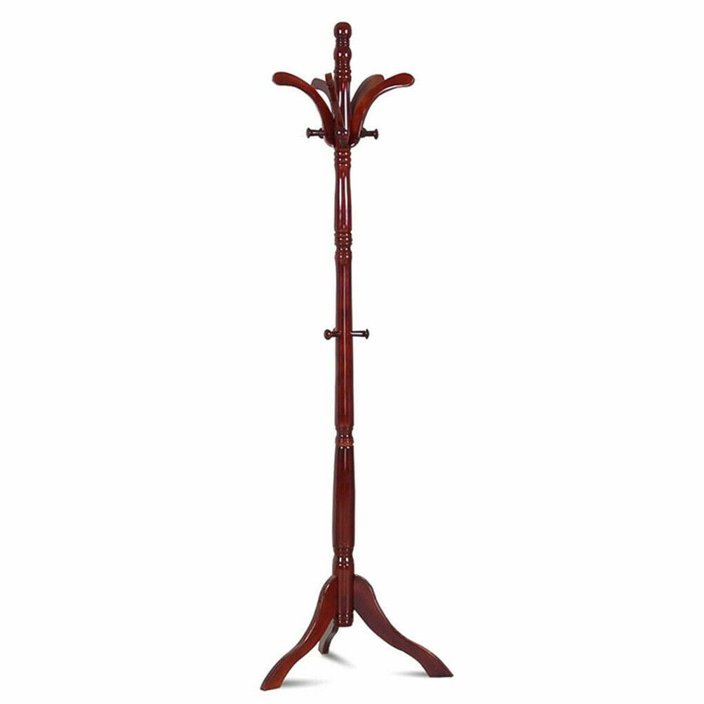 Galaxera Vintage Wine Red Solid Wood Coat Hat Rack Stand Cloth Garment ...
