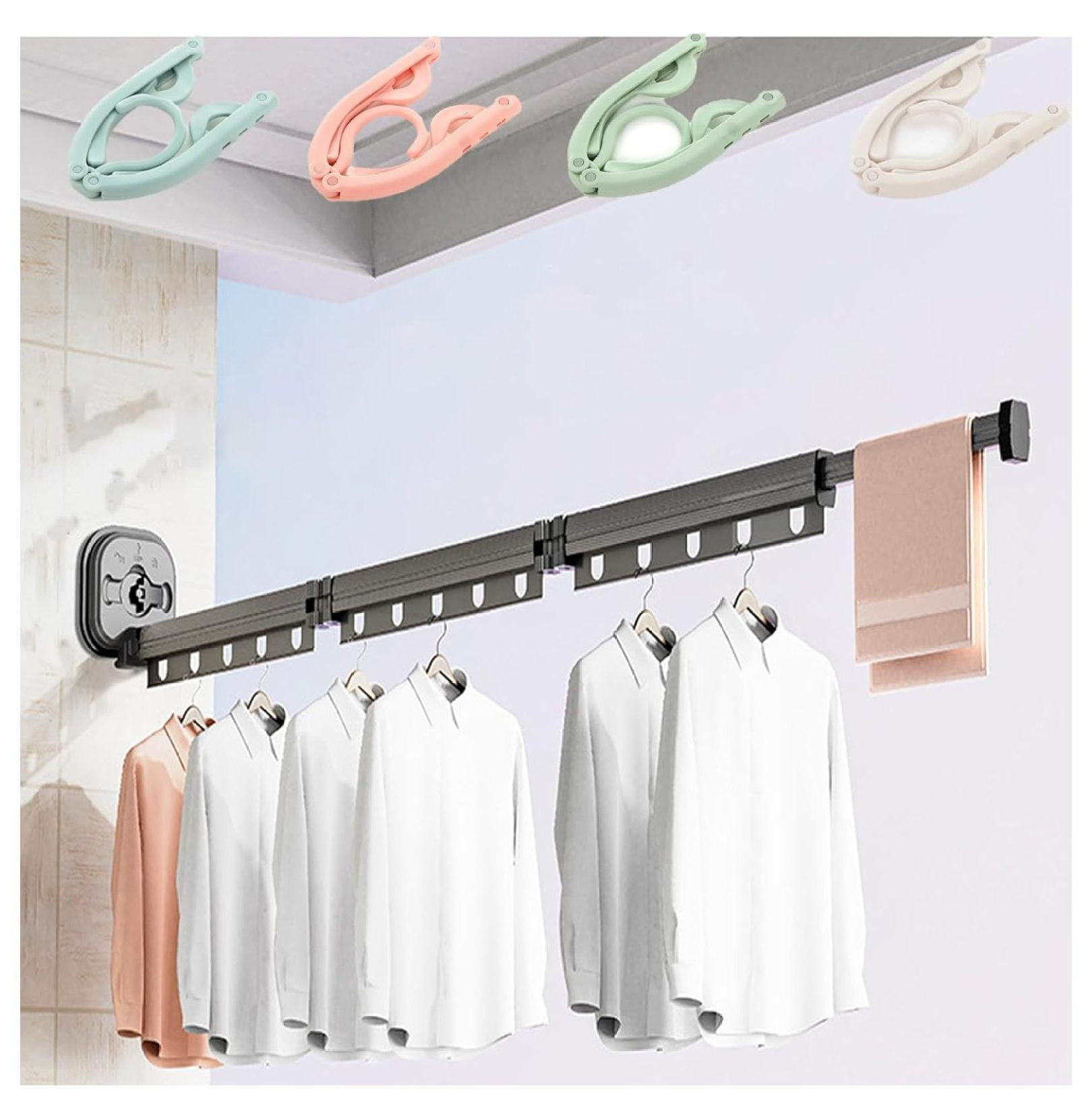 Galaxera Wall Mounted Clothes Drying Rack, Indoor Clothes Drying Rack ...