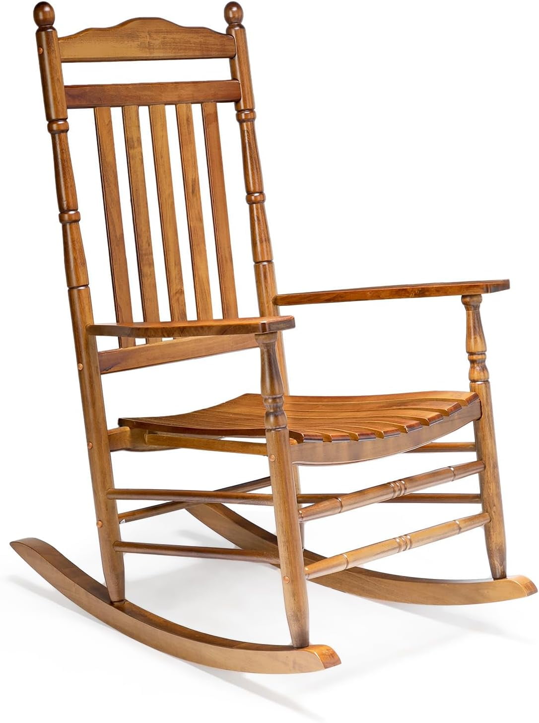 Galaxera Wood Rocking Chair Outdoor with 450 lbs Support Relaxing ...