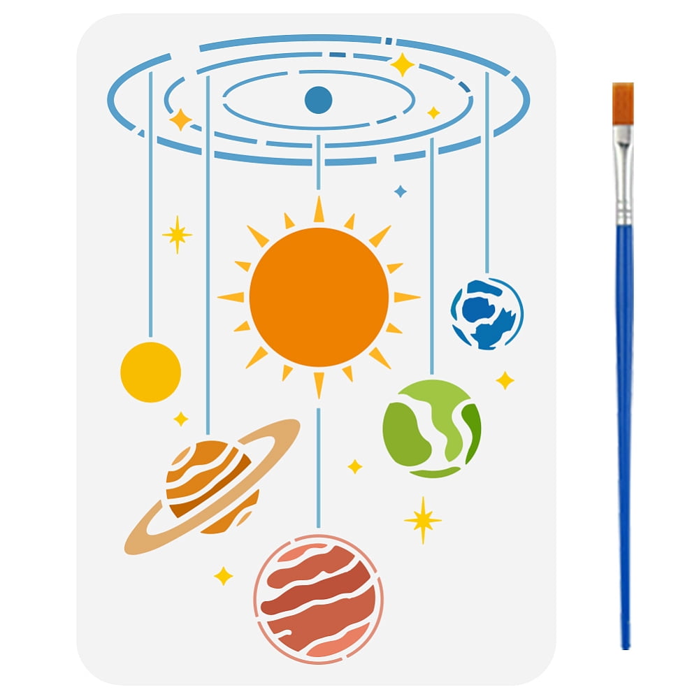 Galaxies Painting Stencil with Brush 8.3x11.7inch Planets Earth Moon ...