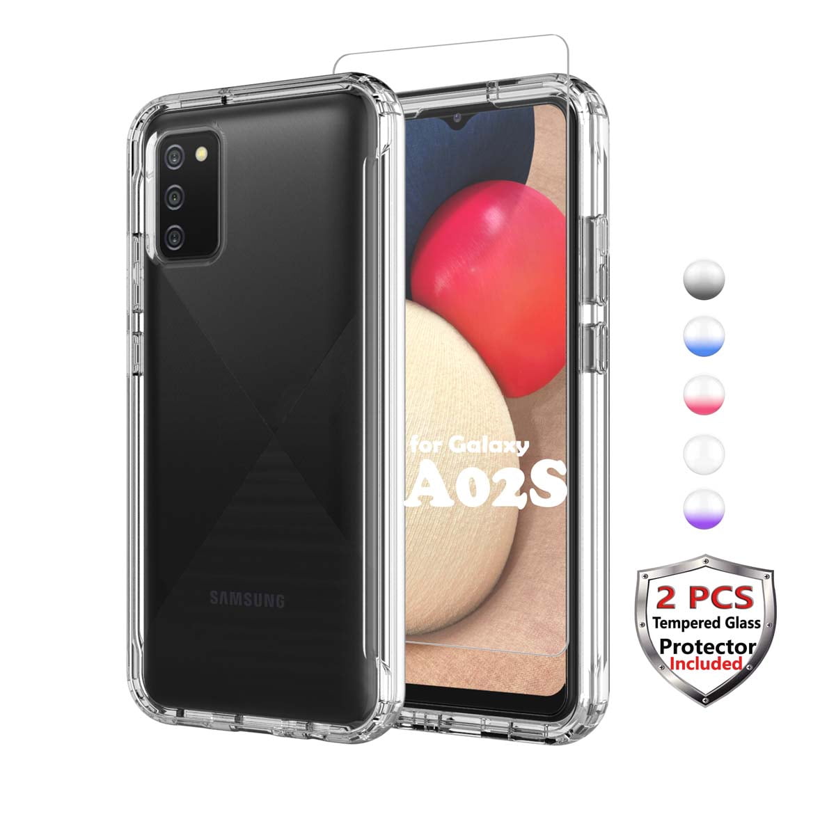 Galaxy A02S Case, Galaxy A02S Clear Cases, (2 Pack) Temerped Glass ...