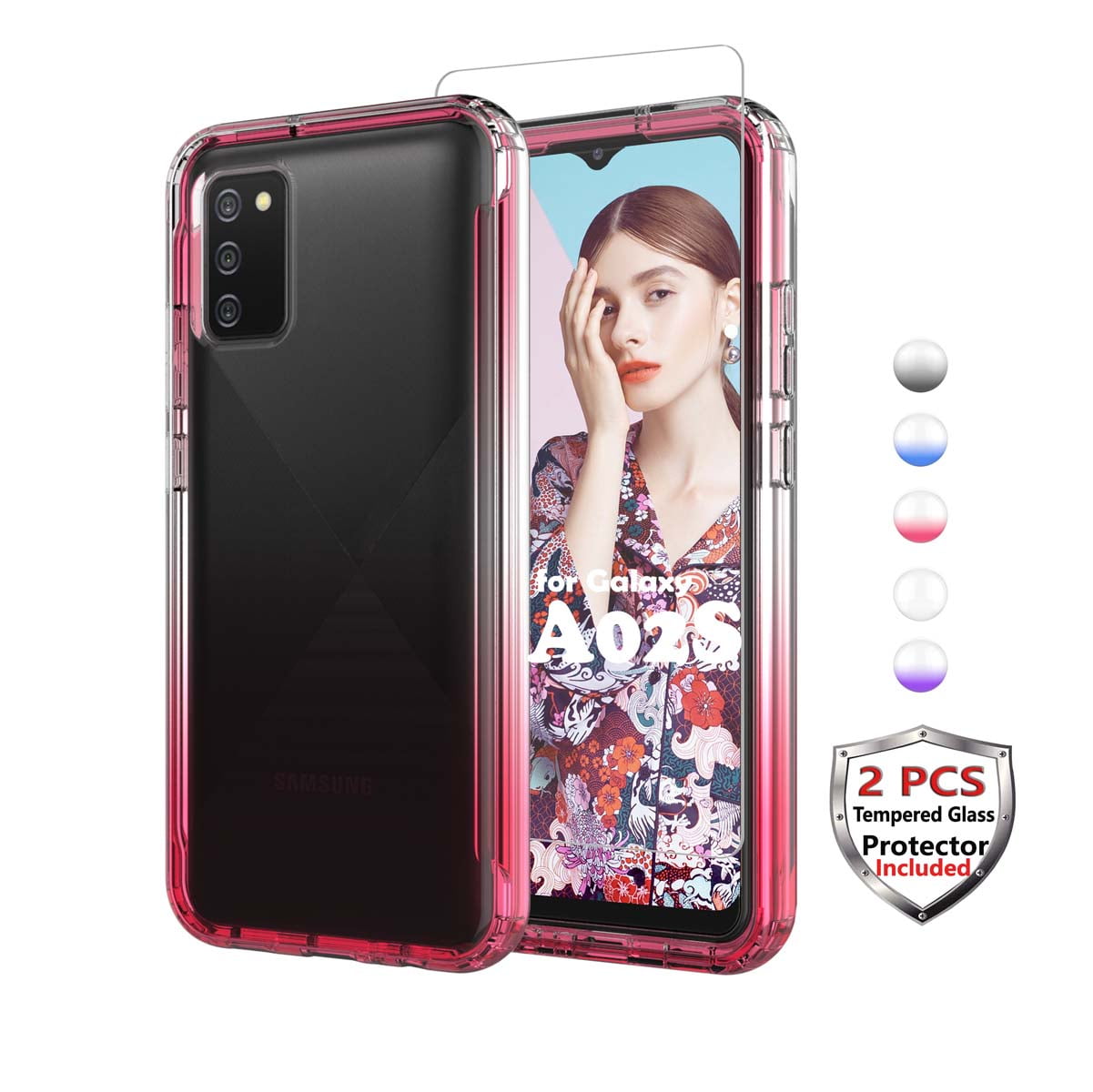 Galaxy A02S Case, Galaxy A02S Clear Cases, (2 Pack) Temerped Glass Screen Protector for Samsung ...