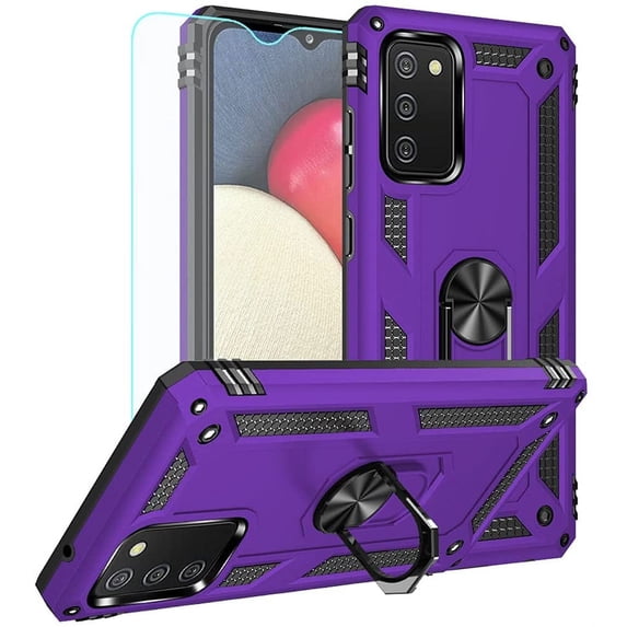 for Galaxy A02S Case with HD Screen Protector,[Military Grade] Ring Car ...