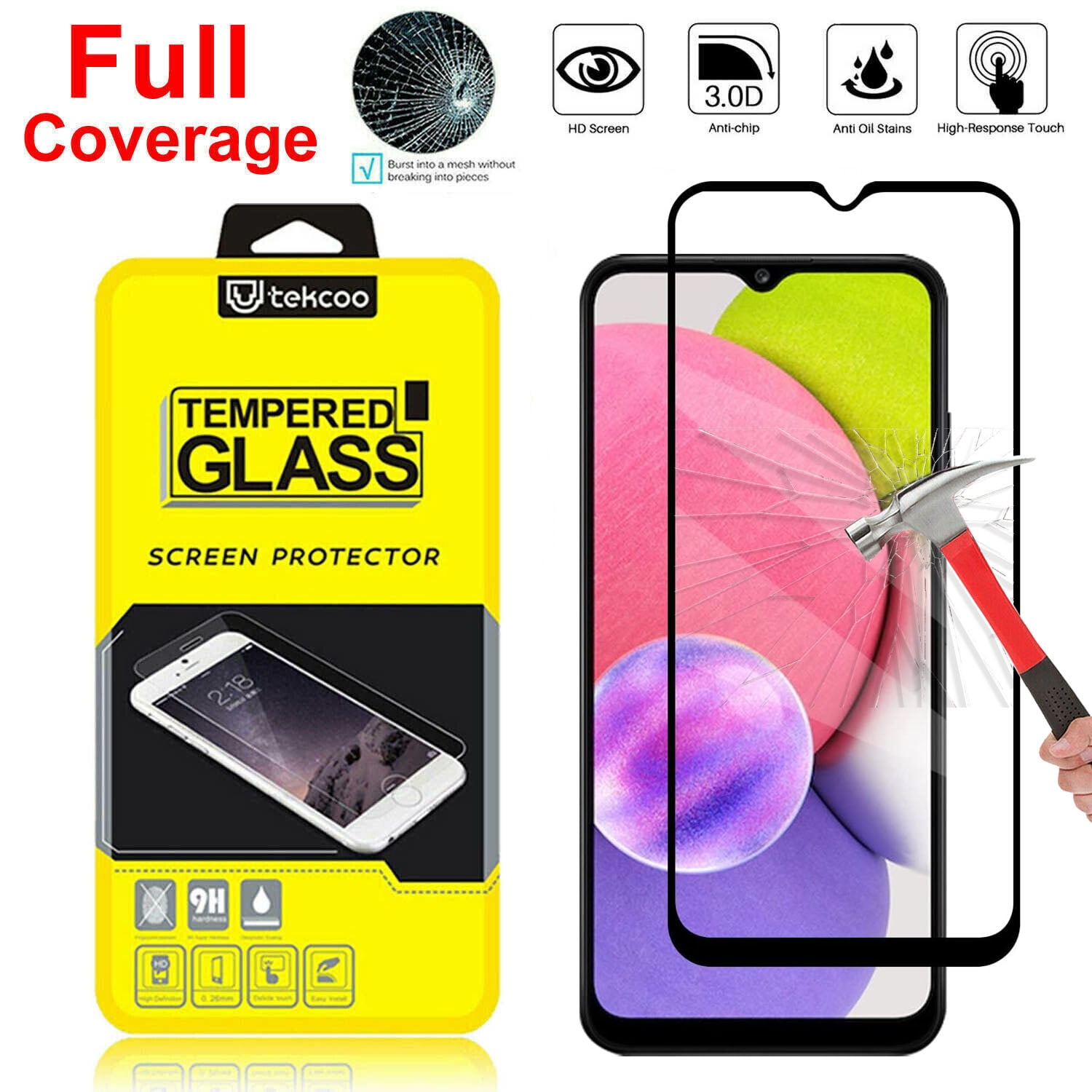 Galaxy A03S Screen Protector, Takfox HD Clear Tempered Glass, Easy ...