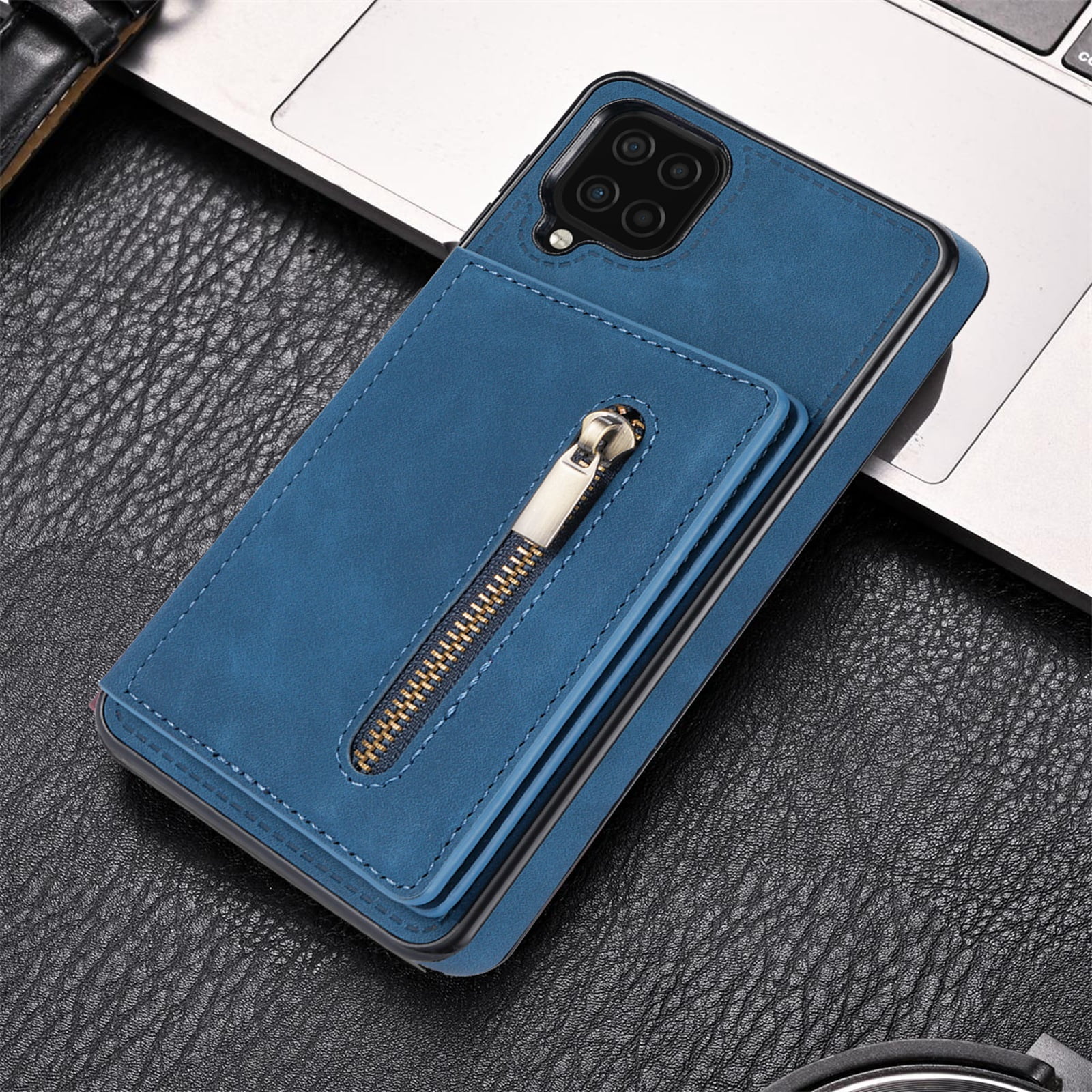 Galaxy A12 Case,Dteck Shockproof Leather Wallet Zipper Kickstand Case ...