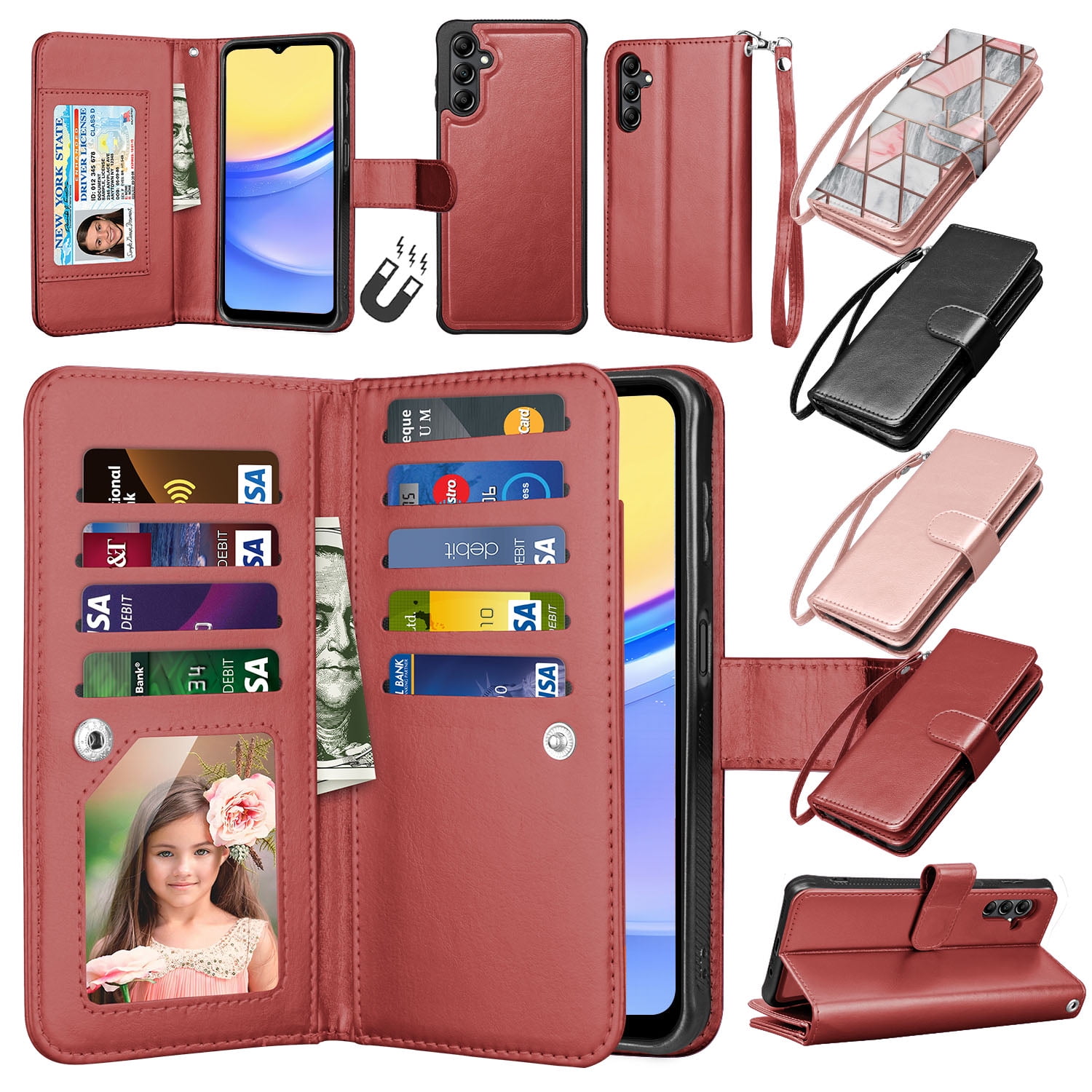 Samsung Galaxy A15 5G Flip Wallet Case with Kickstand, Card Holder ...