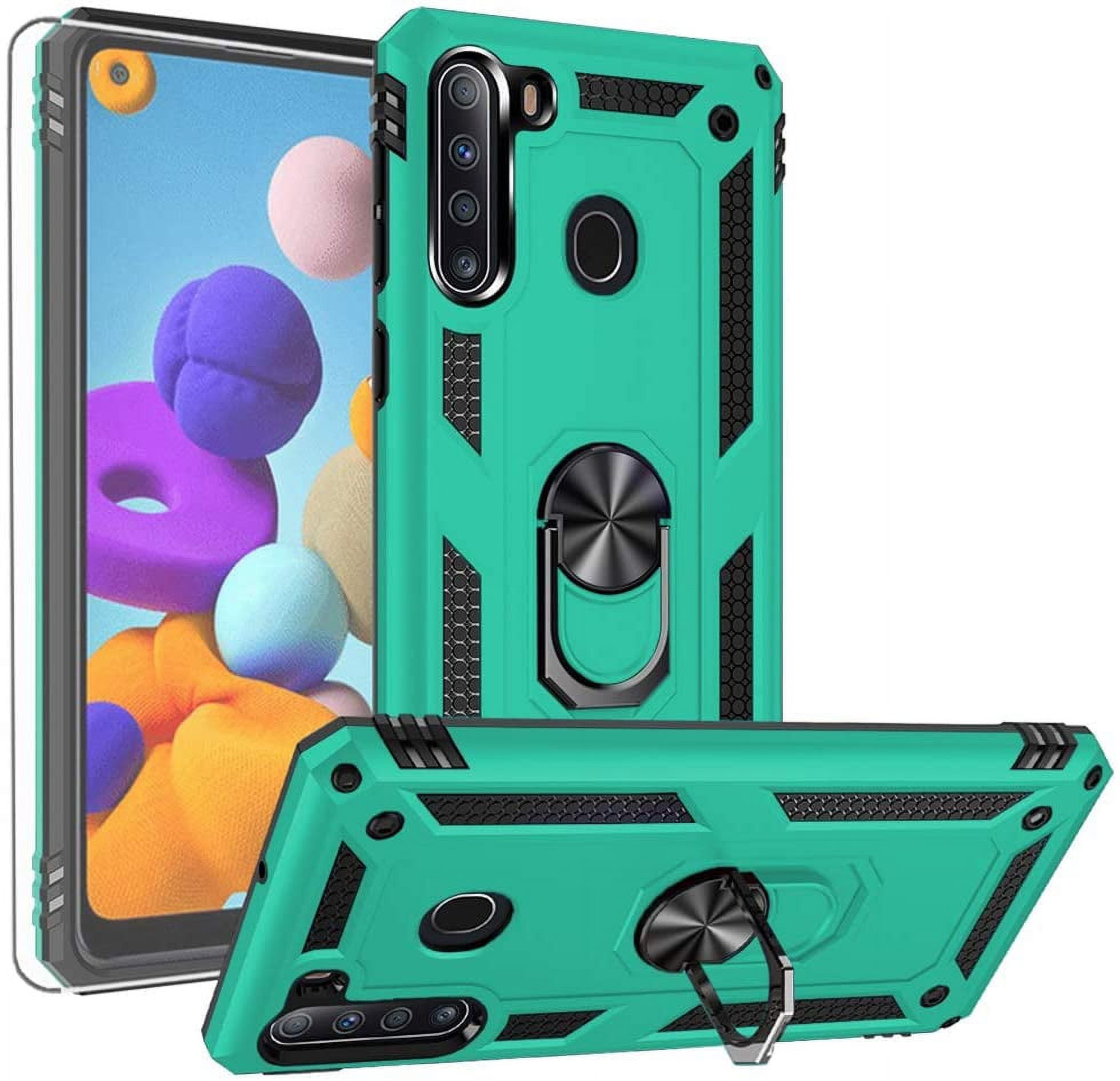 for Galaxy A21 Case, with HD Screen Protector,[Military Grade] Ring Car ...