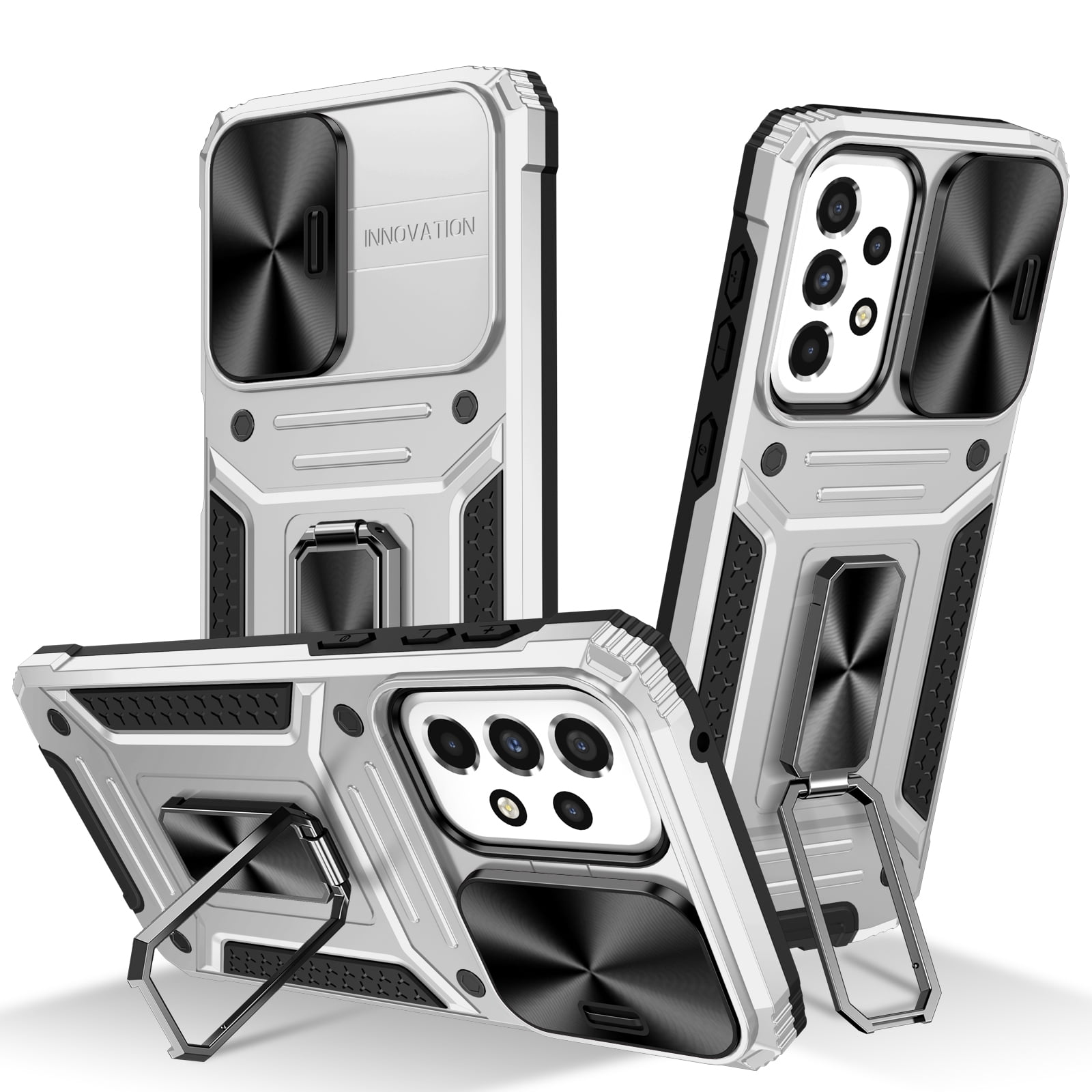 for Galaxy A23 4G Armor Case Stand, [Built in Kickstand & Slide Camera Cover] Military Grade ...