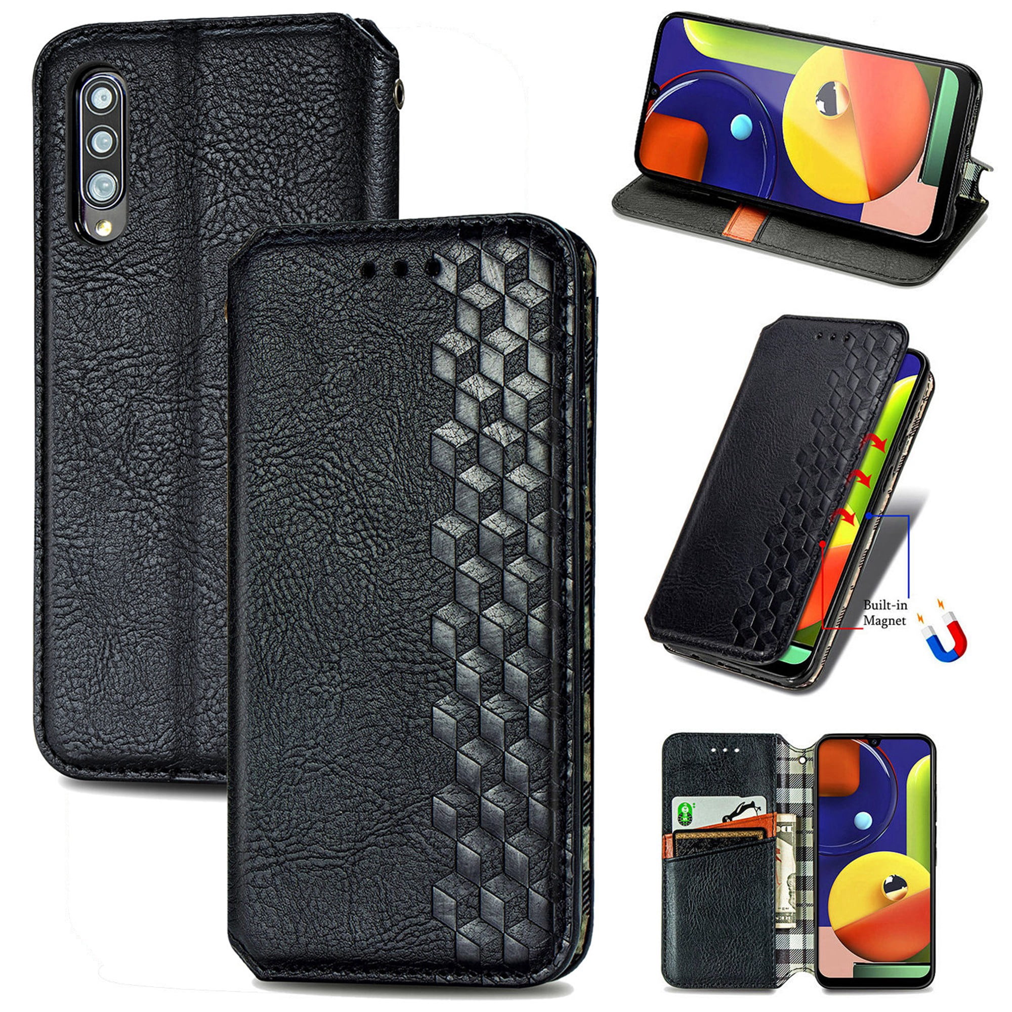Galaxy A50 Wallet Case, Dteck Premium PU Leather Flip Folio Wallet Case ...