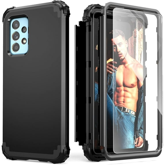 Galaxy A52 5G Case with Tempered Glass Screen Protector, Hybrid 3 in 1 ...