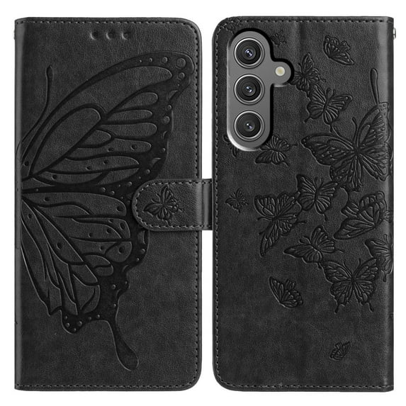 For Galaxy A52 Folio Wallet Case with Wrist Strap, Embossed Butterfly ...