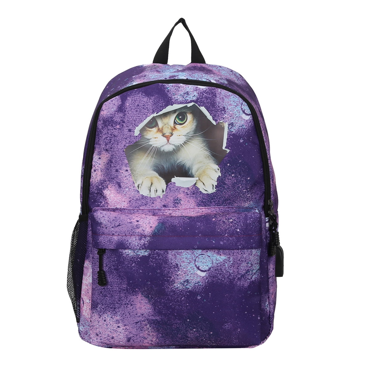 Galaxy Backpack for School, Cat Luminous Backpack College Bookbag ...