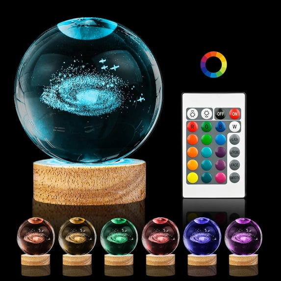 Galaxy Ball Night Light,3.15in k9 Universe Ball Lamp with 16 Colors ...