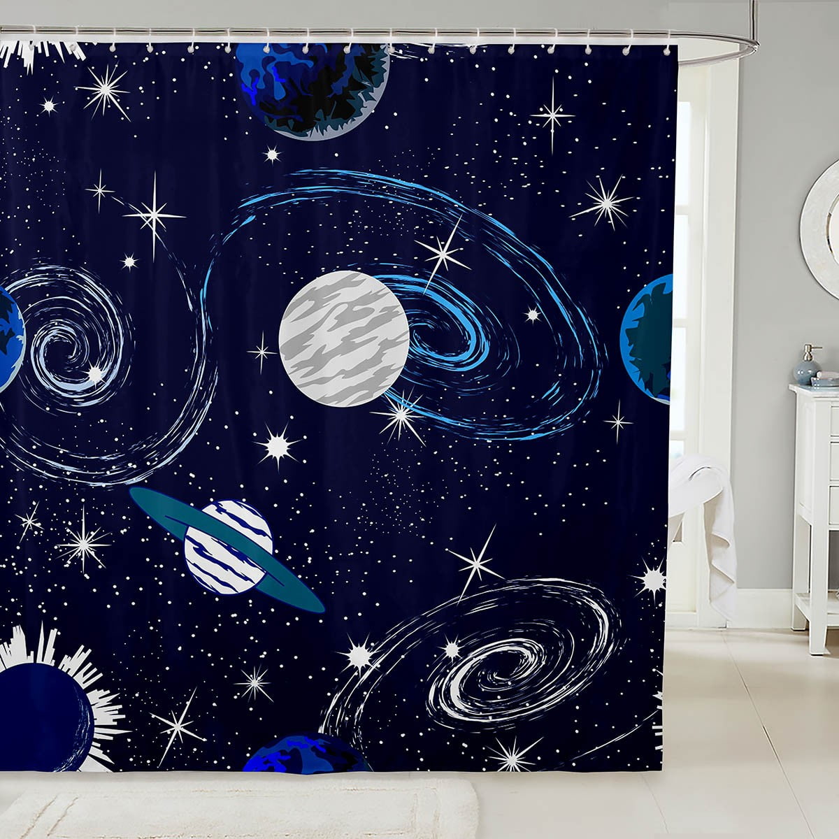 Galaxy Bath Curtain Outer Space Shower Curtain, Universe Themed ...
