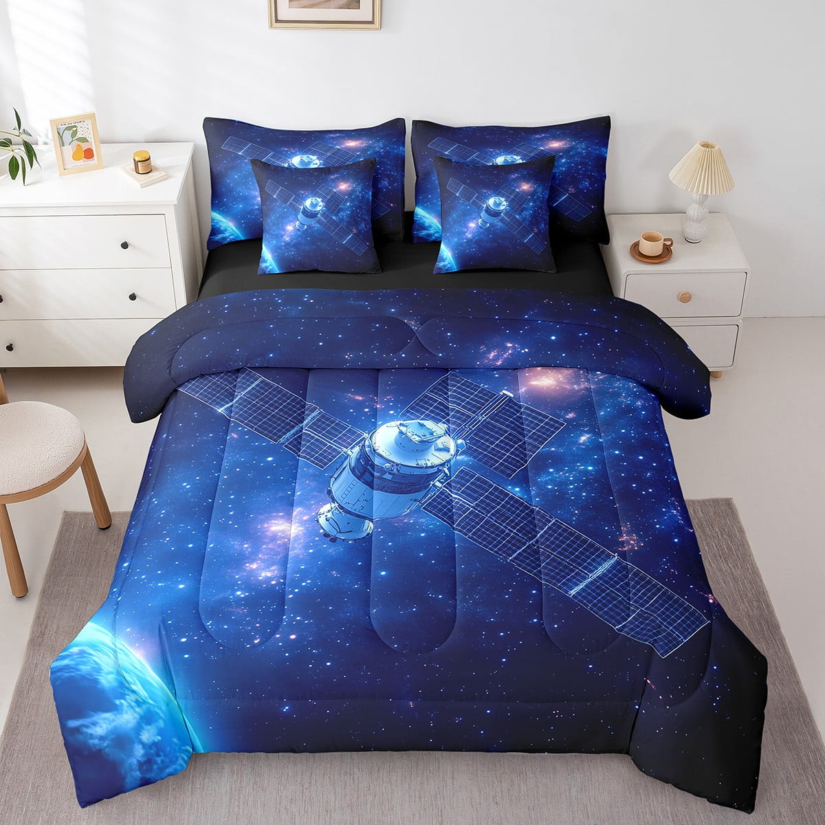 Galaxy Bed In A Bag Outer Space Themed Bedding Set 7 Pieces King ...