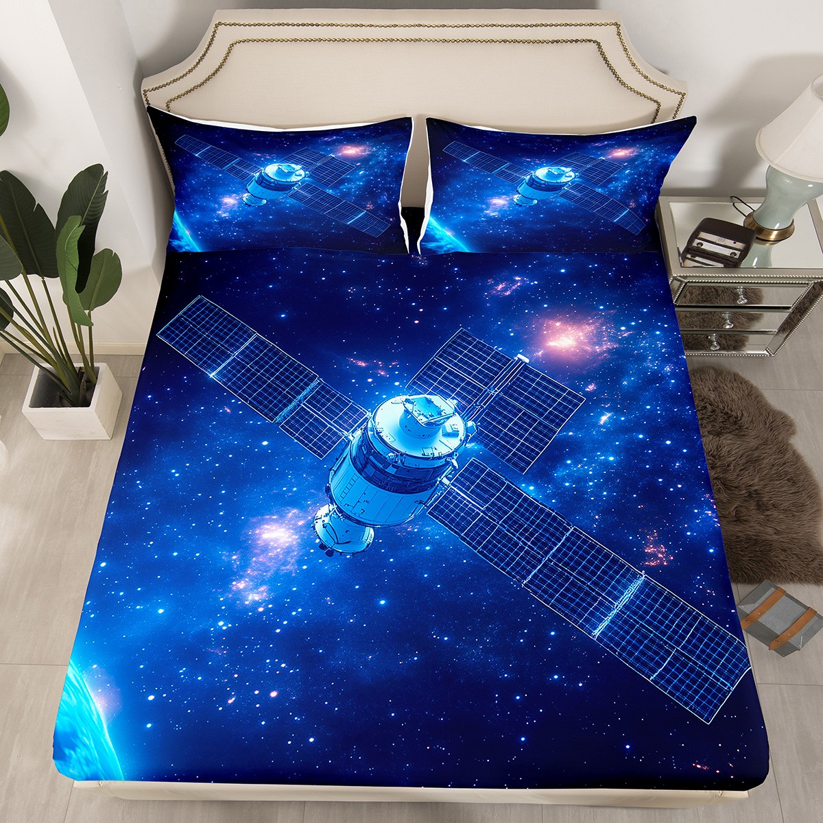 Galaxy Bed Sheets Outer Space Themed Sheets Twin Glitter Starry Sky ...