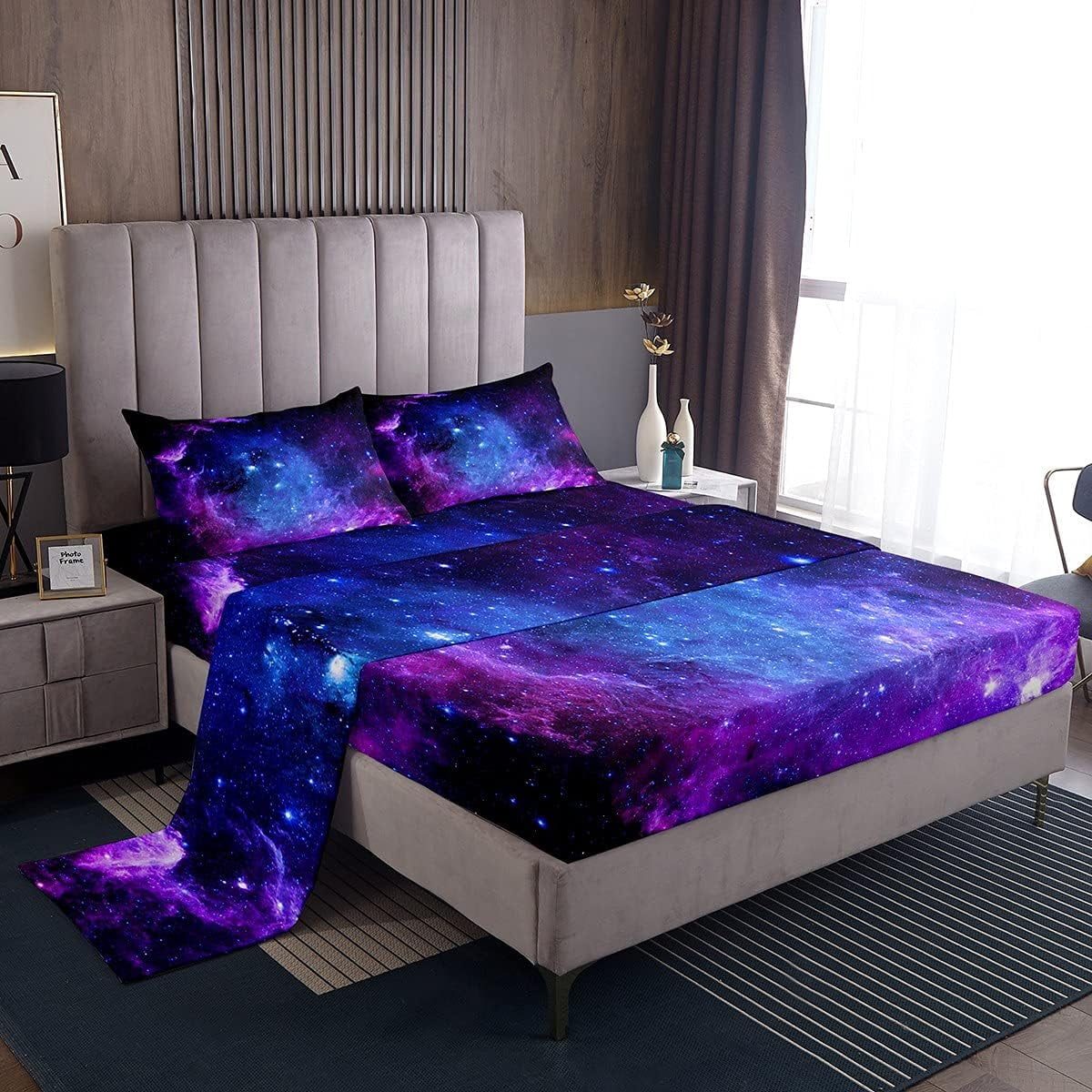 Galaxy Bedding Set Twin Bed Sheets Outer Space Universe Starry Sky ...