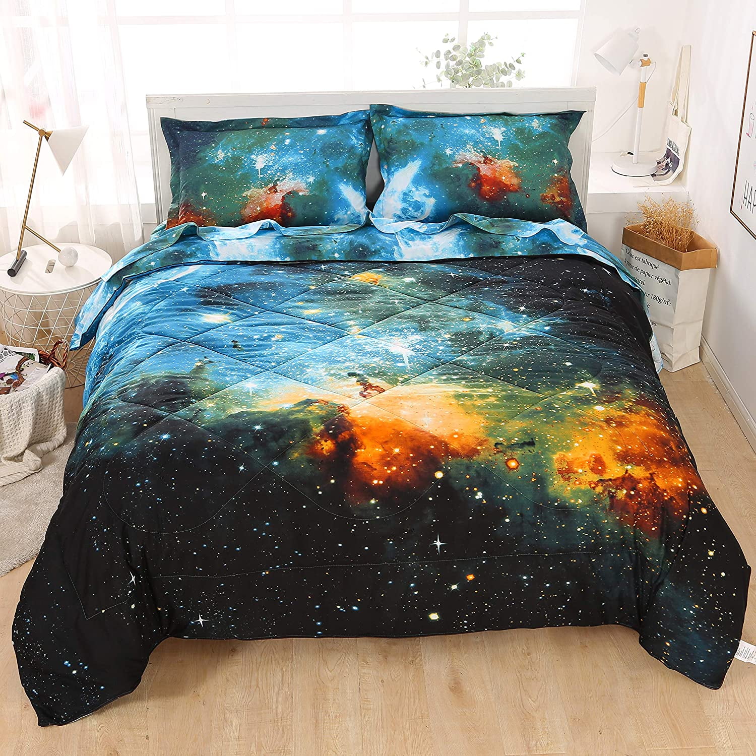 Galaxy Bedding Twin Comforter Set for Boys and Girls 5 Pieces Cat ...