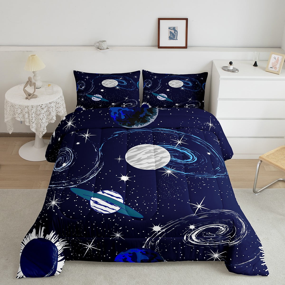 Galaxy Bedding Twin for Girls Boys Outer Space Comforter Set, Universe ...