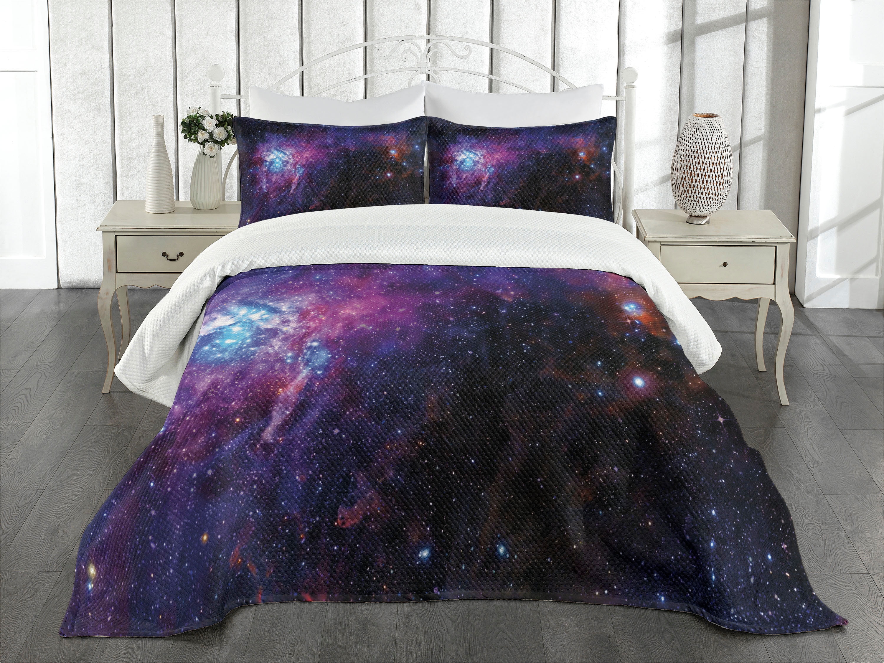 Galaxy Bedspread, Starry Night Nebula Cloud Celestial Theme Image Space ...