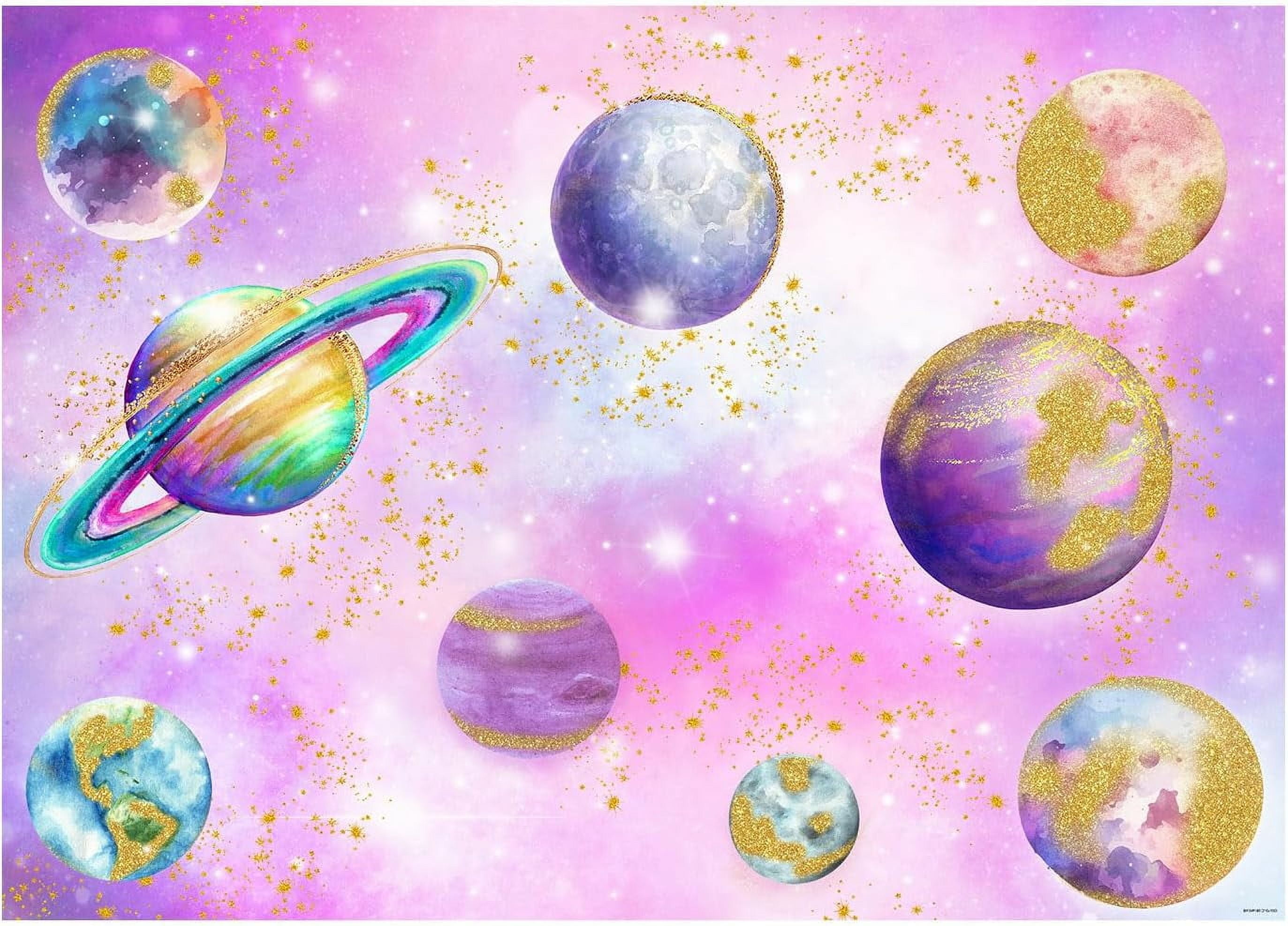 Galaxy Birthday Backdrop, Outer Space Theme Party Decorations for Girls ...
