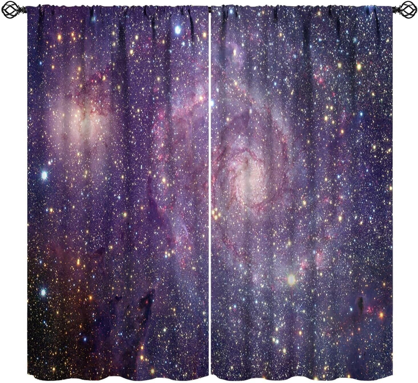 Galaxy Blackout Curtains Outer Space Stars Purple for Kids Girls Boys ...