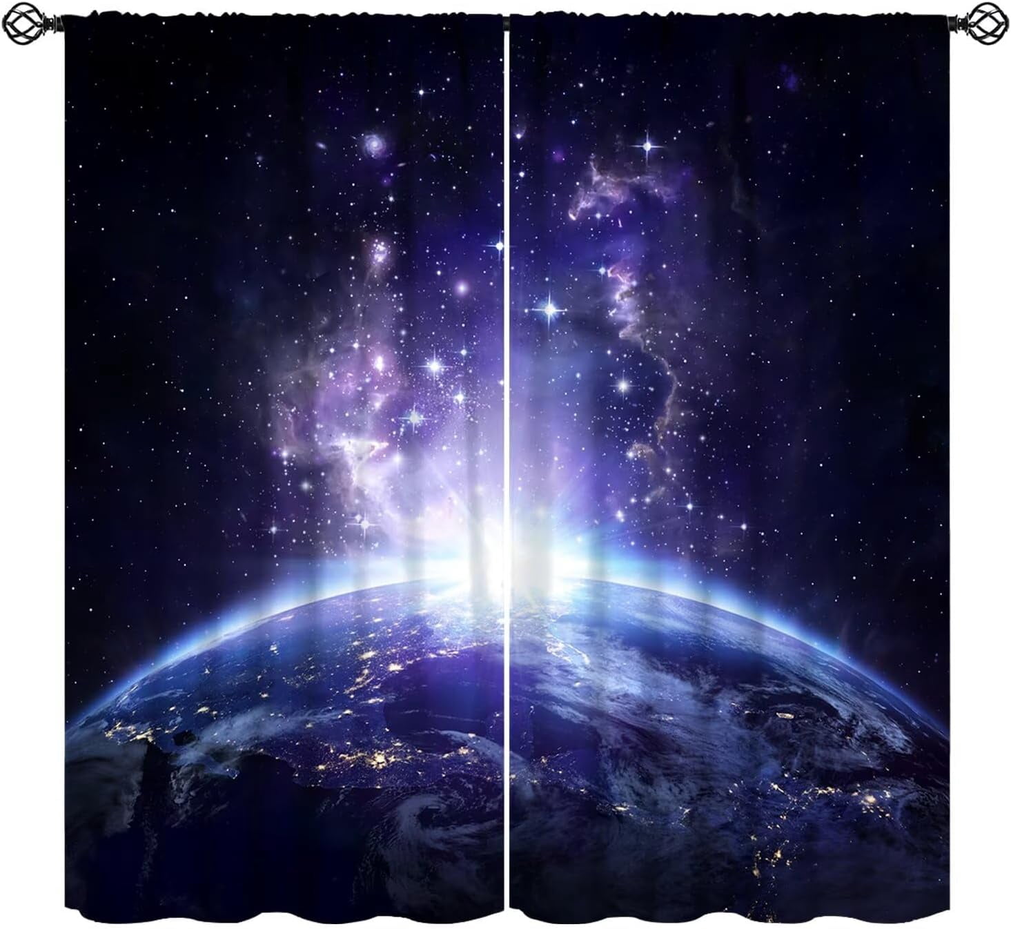 Galaxy Blackout Curtains Outer Space Universe Fantasy Nebula Purple for ...